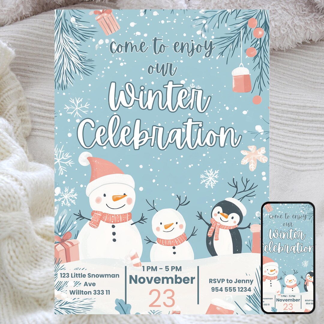 Winter Celebration Invite, Company Party, Winter Party Invitation ...