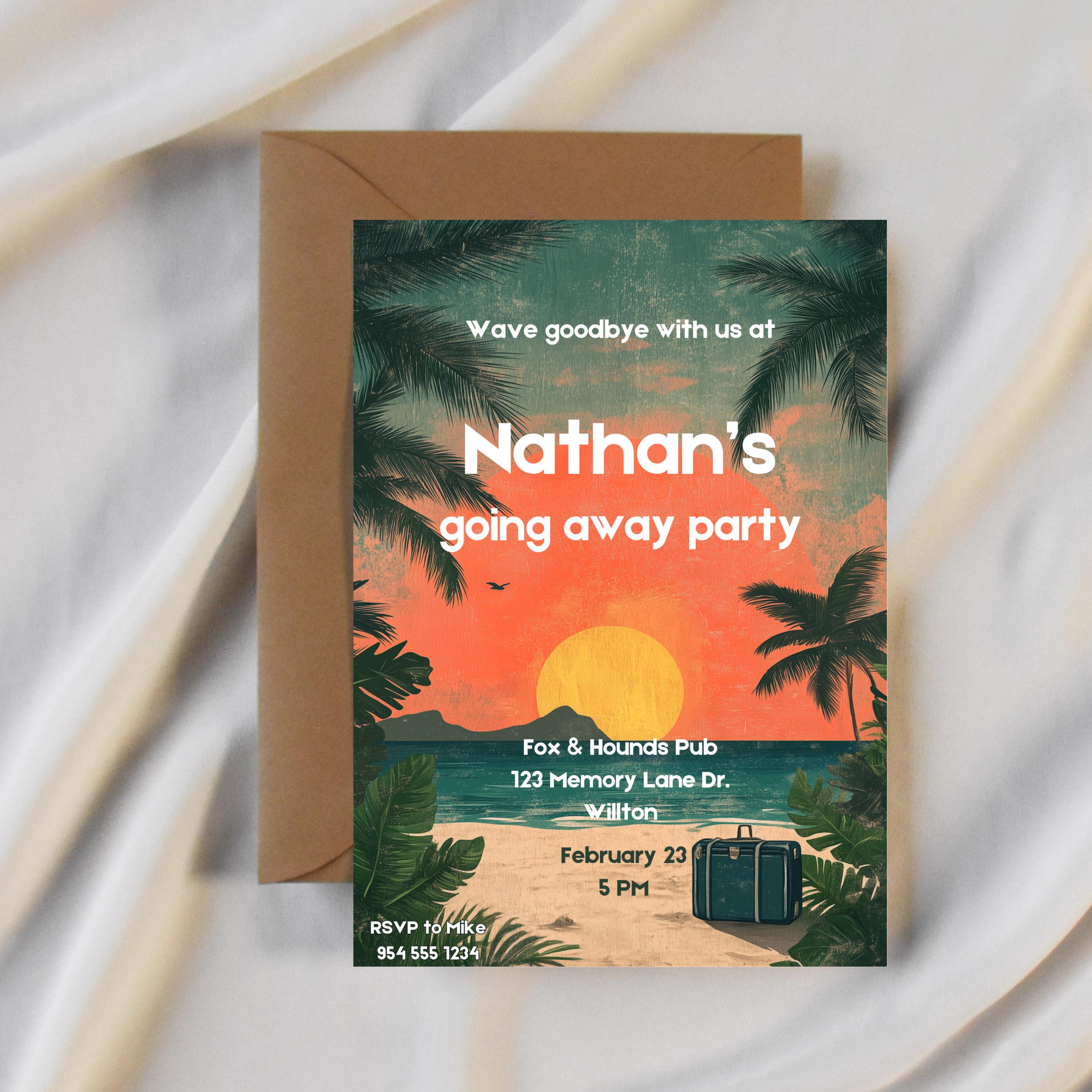 Bon Voyage Going Away Party Invitation, Farewell Celebration Invite ...