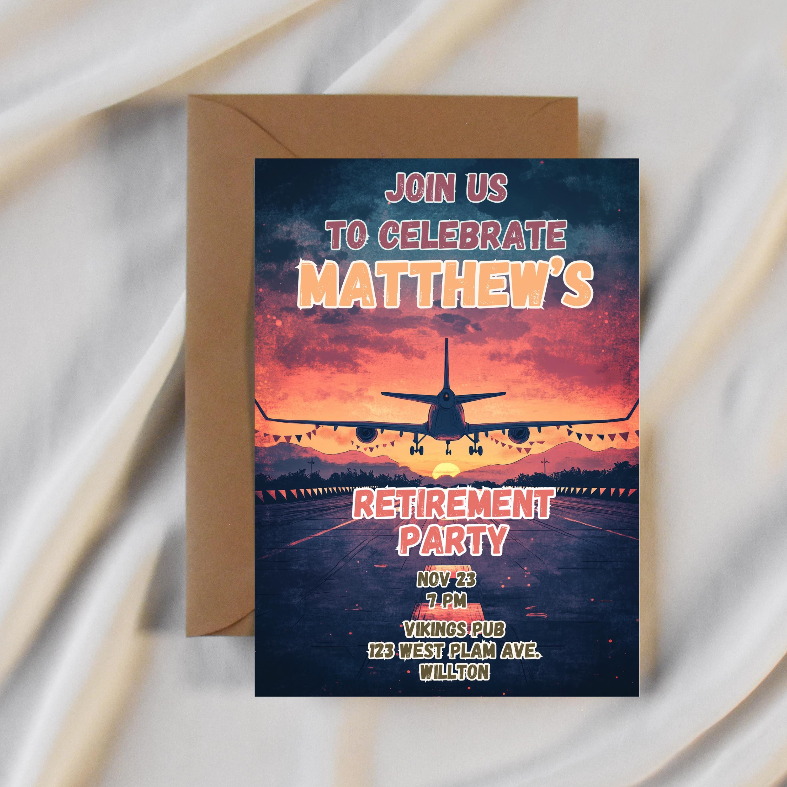 Retirement Party Invitation, Pilot Farewell Celebration, Editable ...