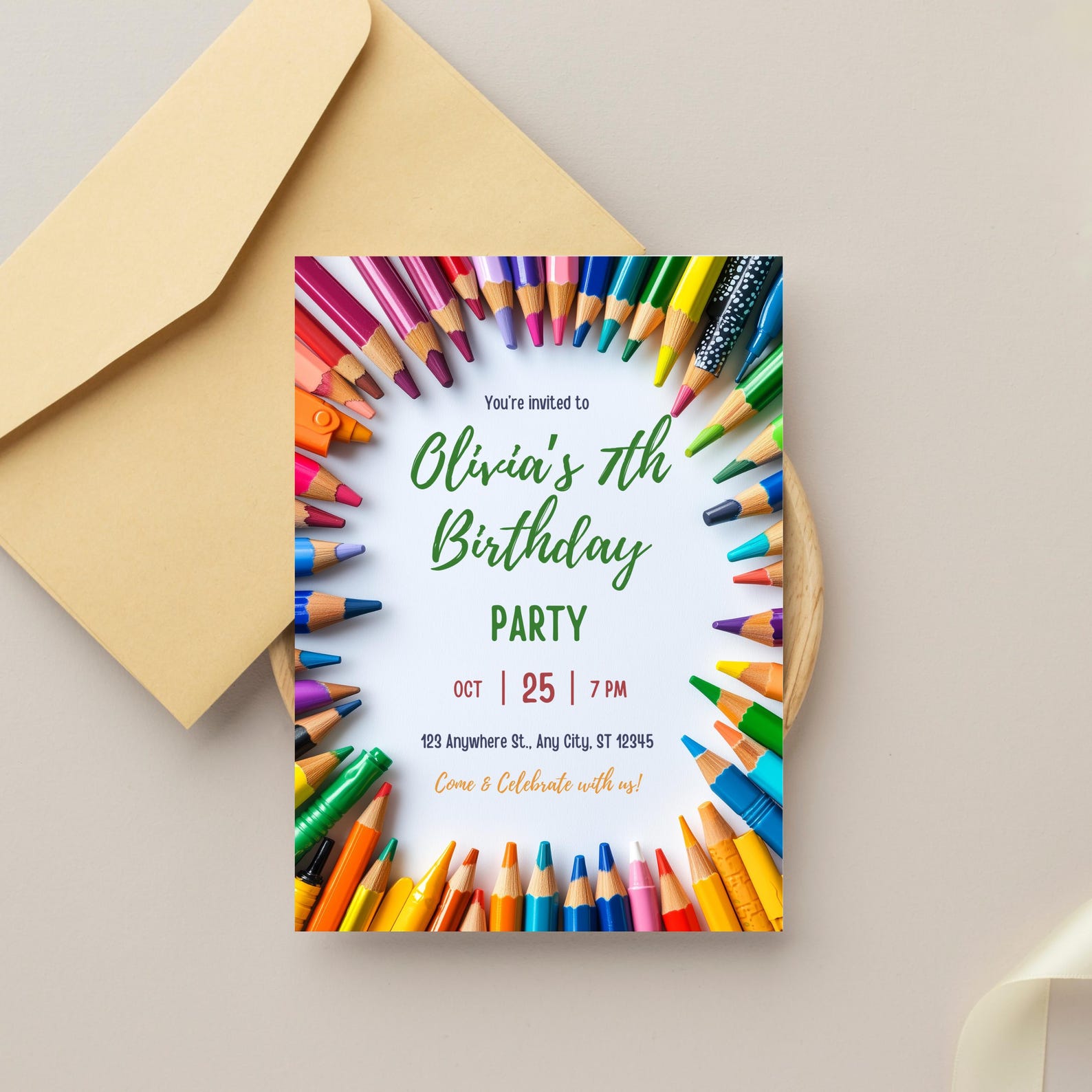 Art Classroom Birthday Invitation: School Supplies Party (canva ...