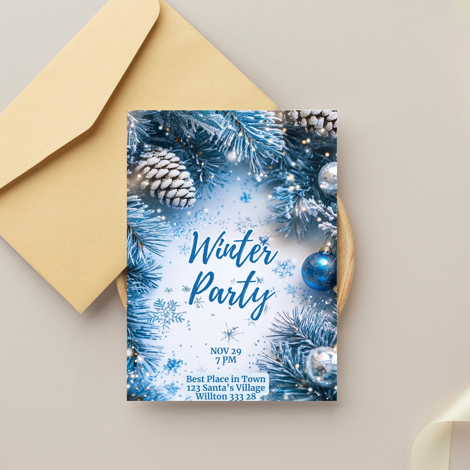 Editable Winter Party Invitation, Snowy Celebration Invite, Winter ...