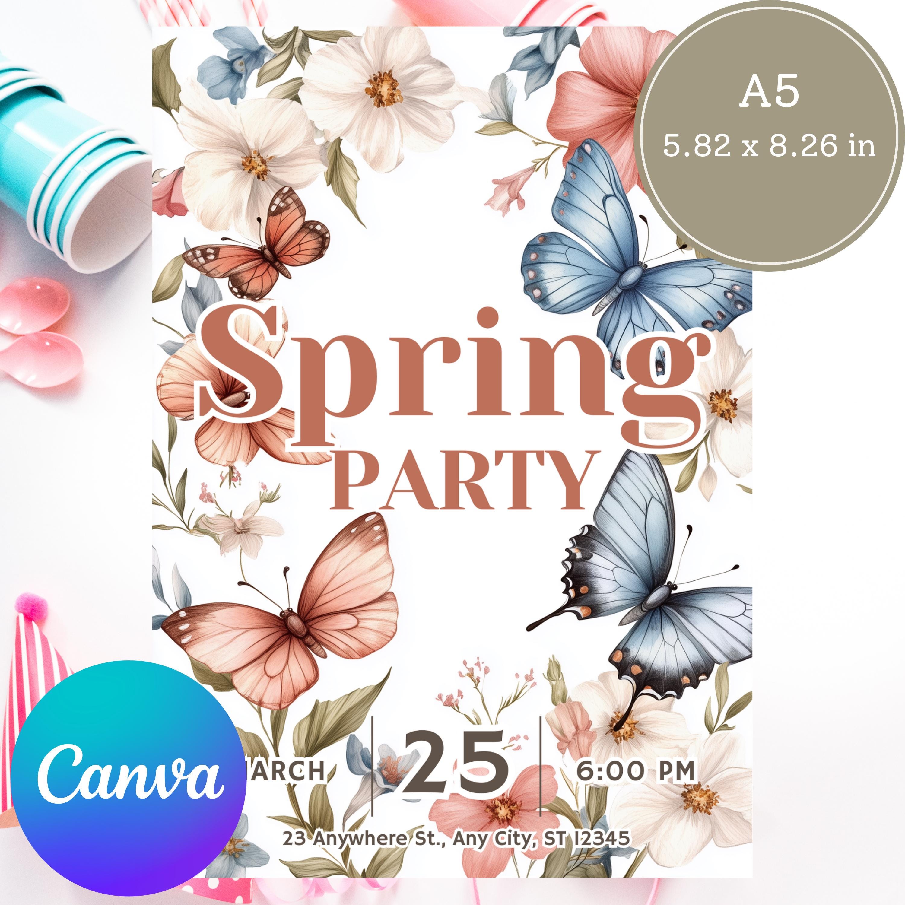Garden Bloom Party Invitation, Spring Gathering, Editable Digital ...