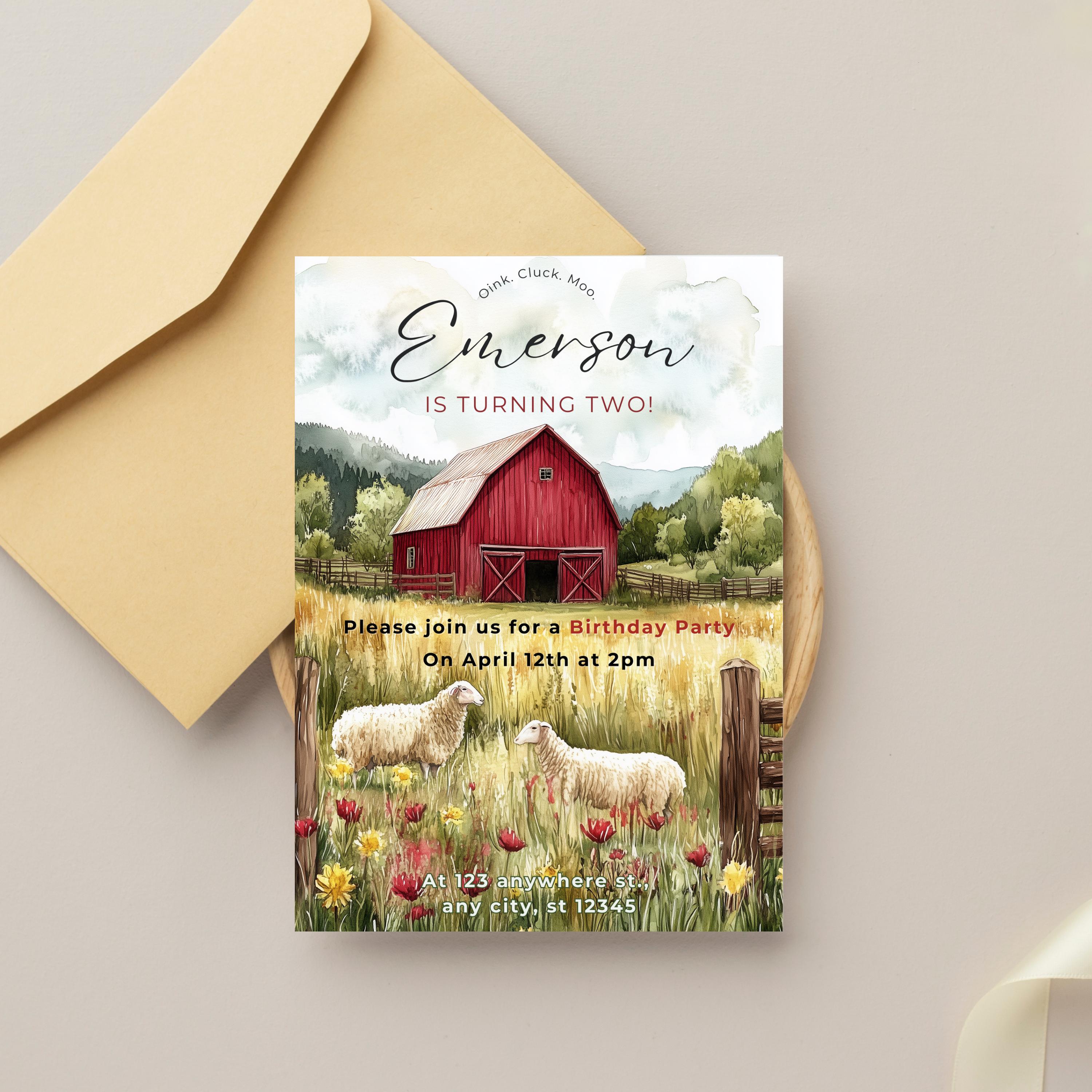 Farm Birthday Invitation, Kids Party, Editable Digital Template, Ranch ...