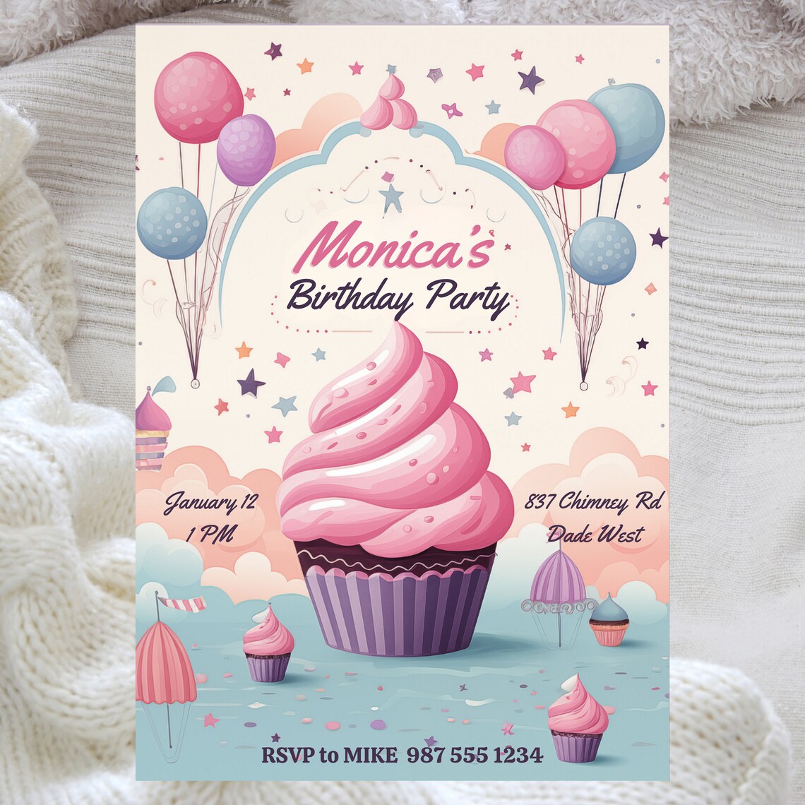Cupcake Birthday Party Invite: Editable Template (digital Download) - Etsy
