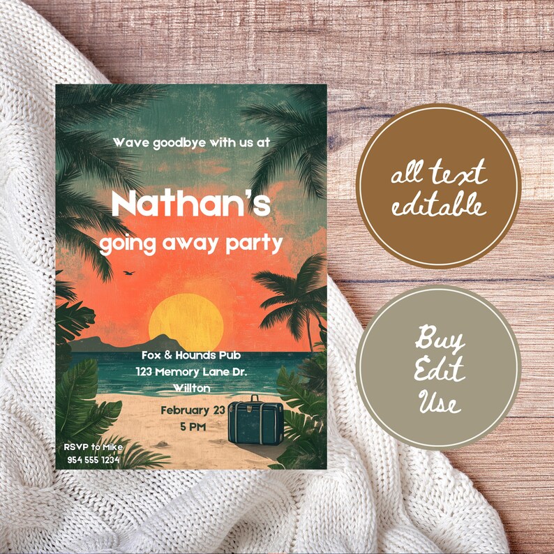 Bon Voyage Going Away Party Invitation, Farewell Celebration Invite ...