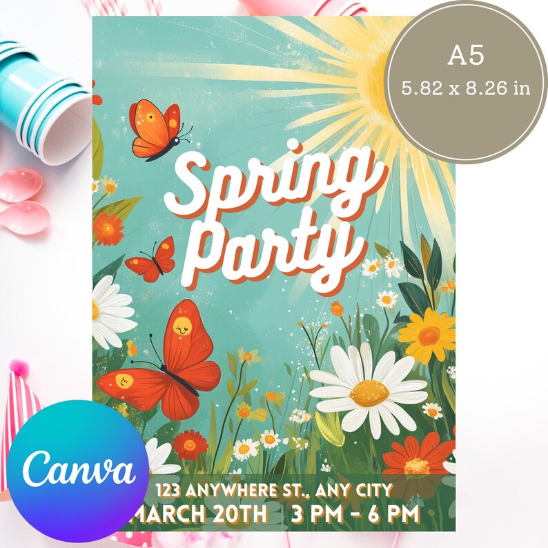 Spring Awakening Party Invitation, Fresh Blooms Celebration, Editable ...
