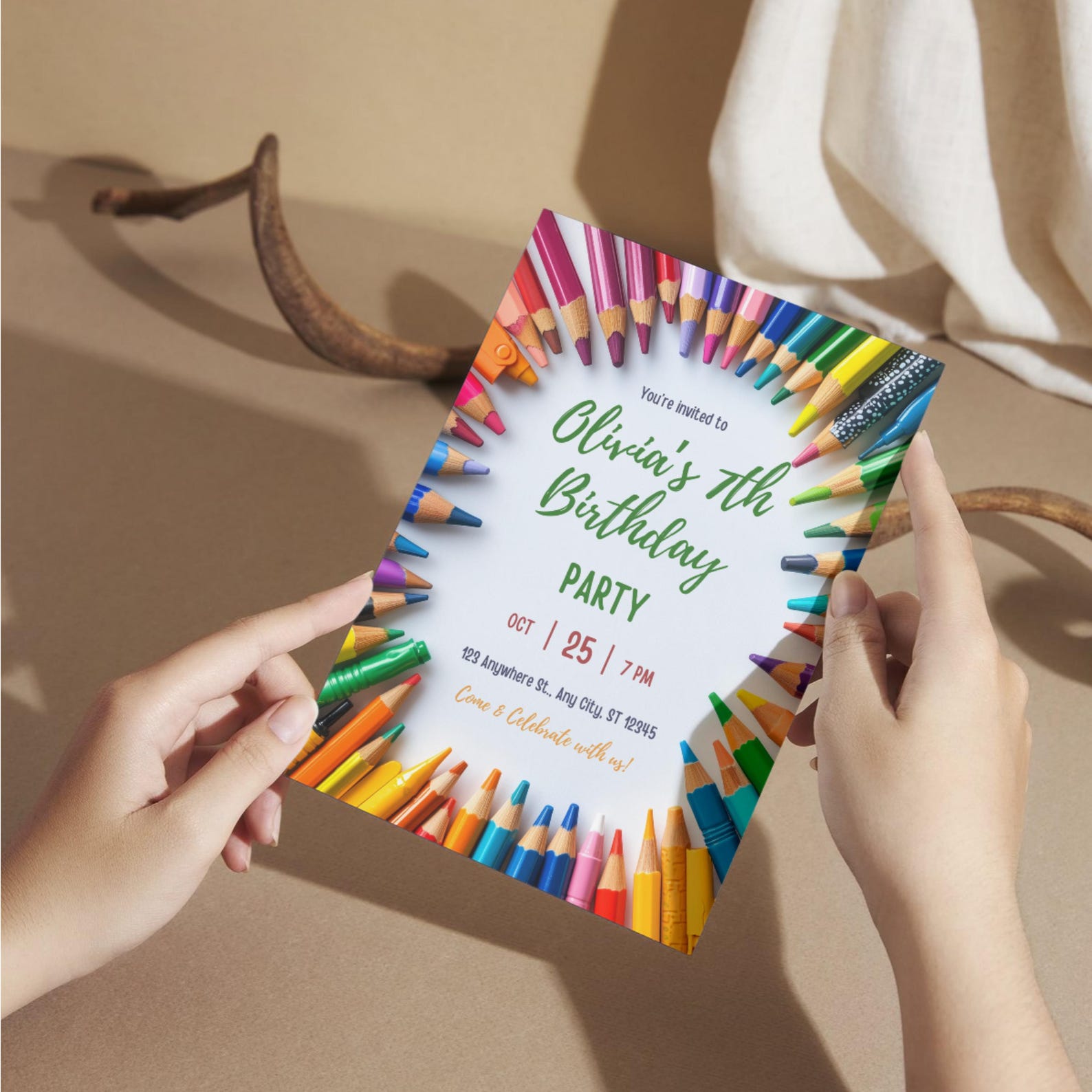 Art Classroom Birthday Invitation: School Supplies Party (canva ...