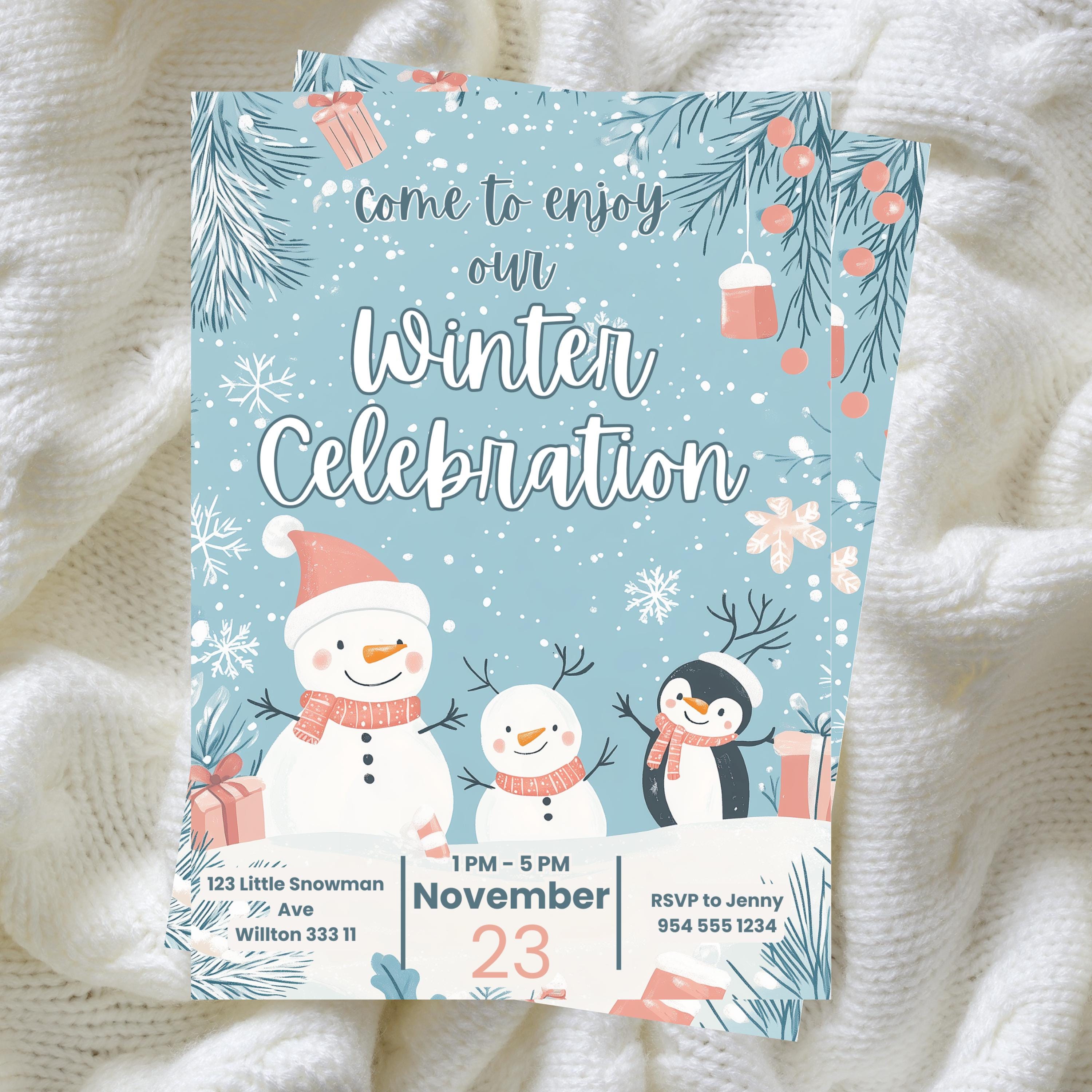 Winter Celebration Invite, Company Party, Winter Party Invitation ...
