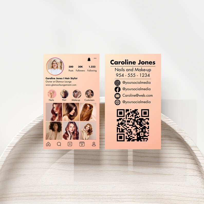 Instagram Business Cards, QR Code Cards, DIY Canva Business Card ...