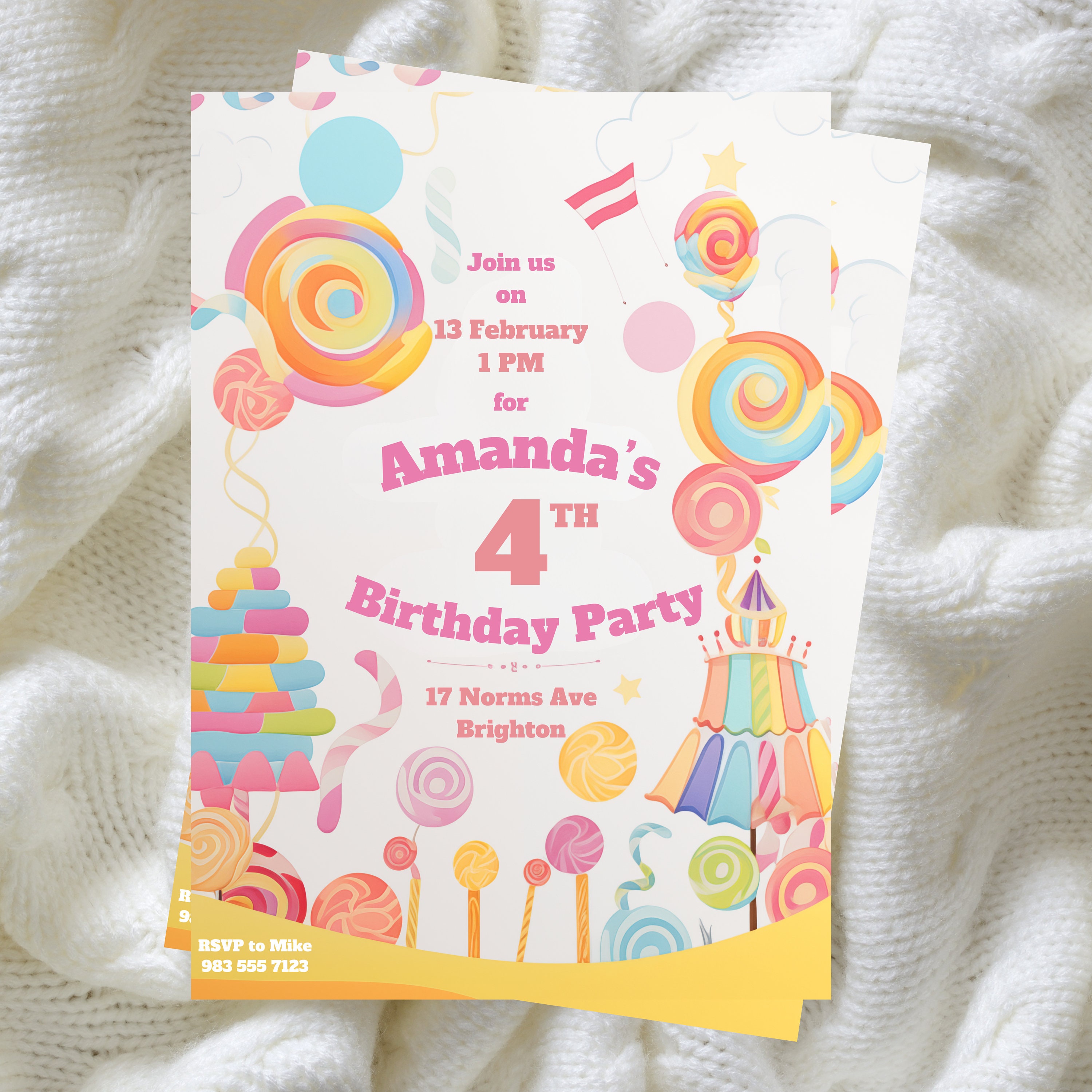 Candy Land Birthday Invitation, Girl Birthday Invitation, Sweet ...