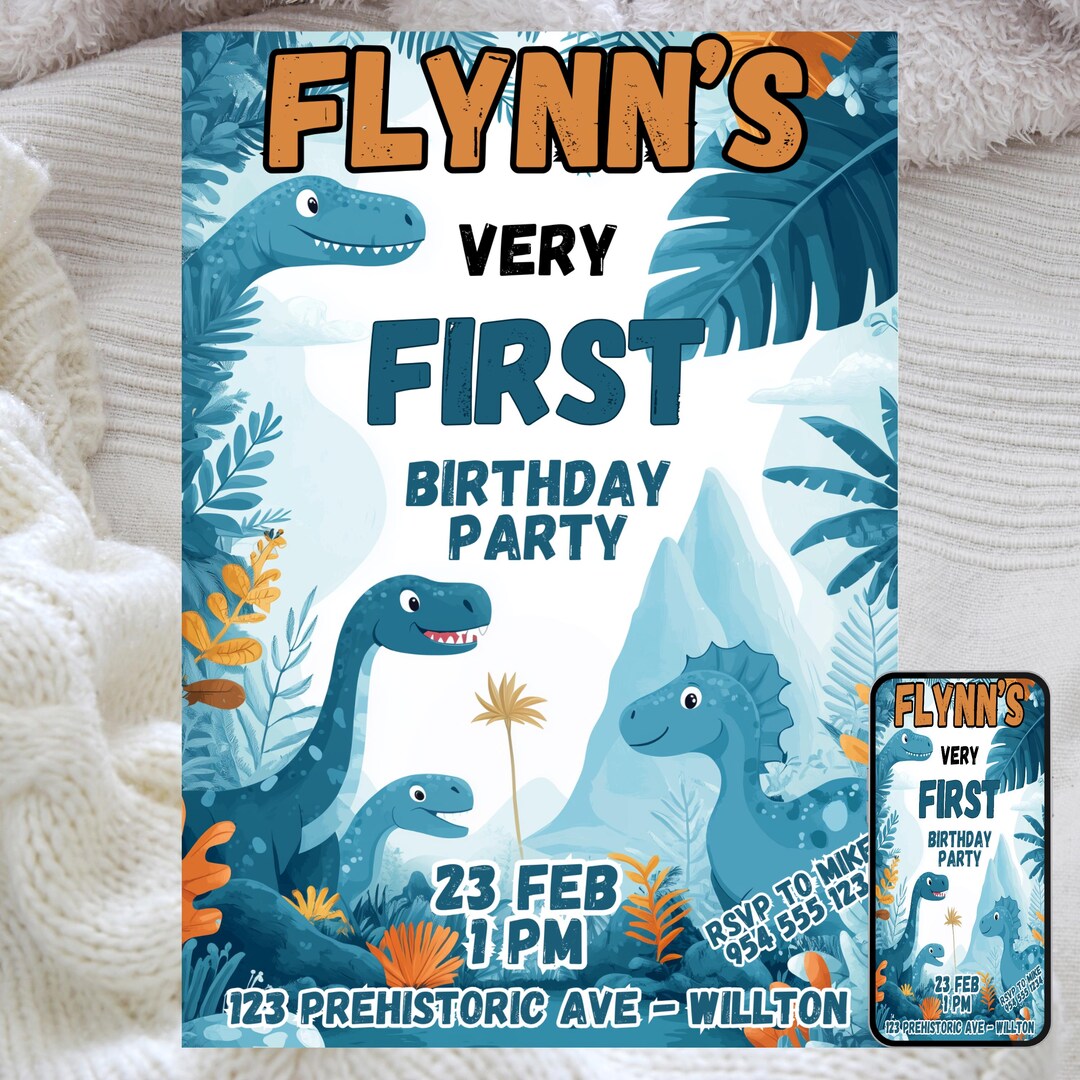 Dinosaur Birthday Party Invitation: Roaring Fun, Editable Dino Design ...