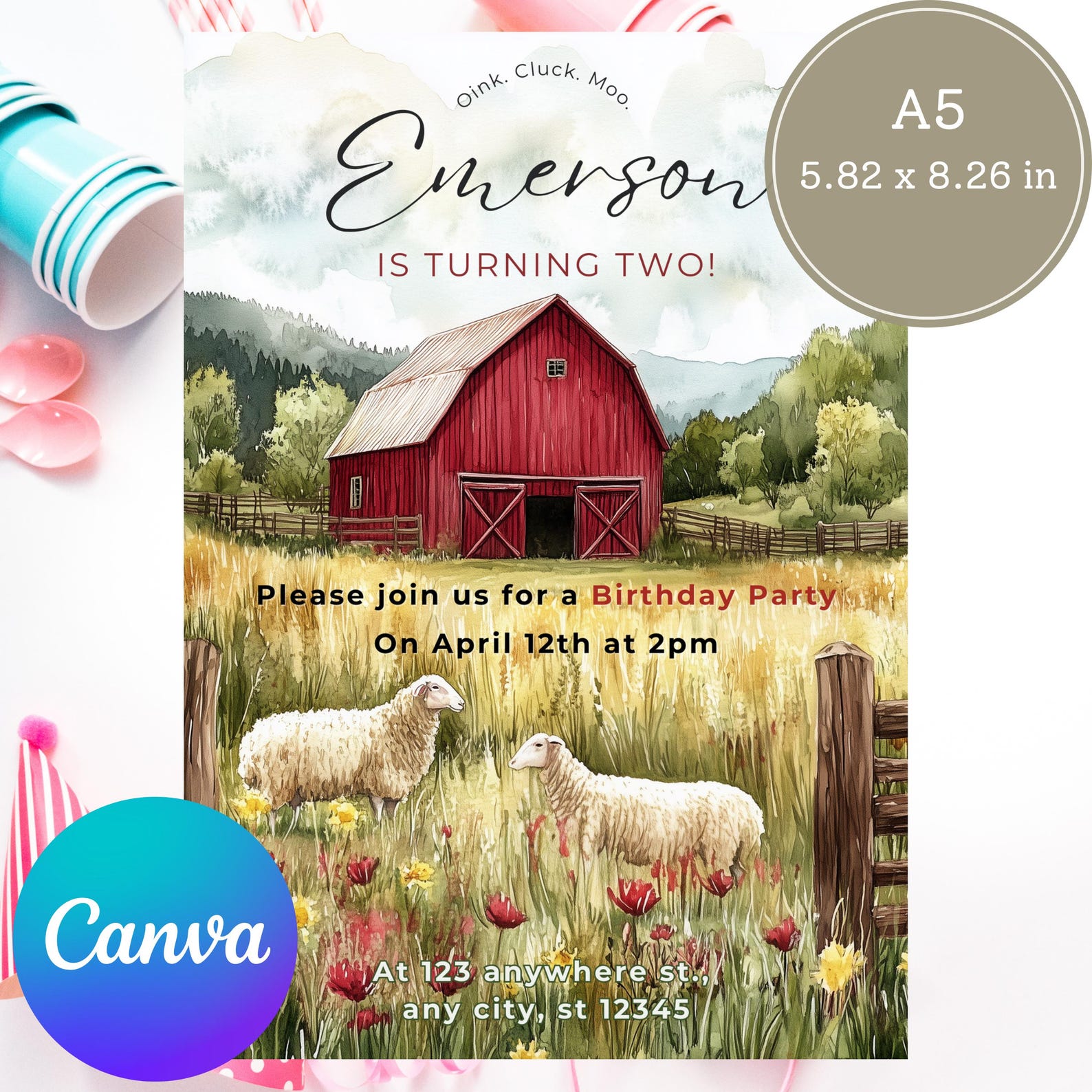 Farm Birthday Invitation, Kids Party, Editable Digital Template, Ranch ...