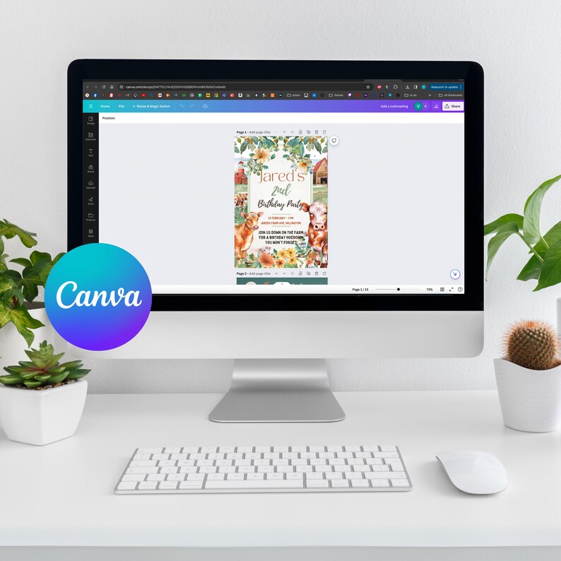 Editable Farm Birthday Invitation Card, Ranch Cow and Calf Birthday ...