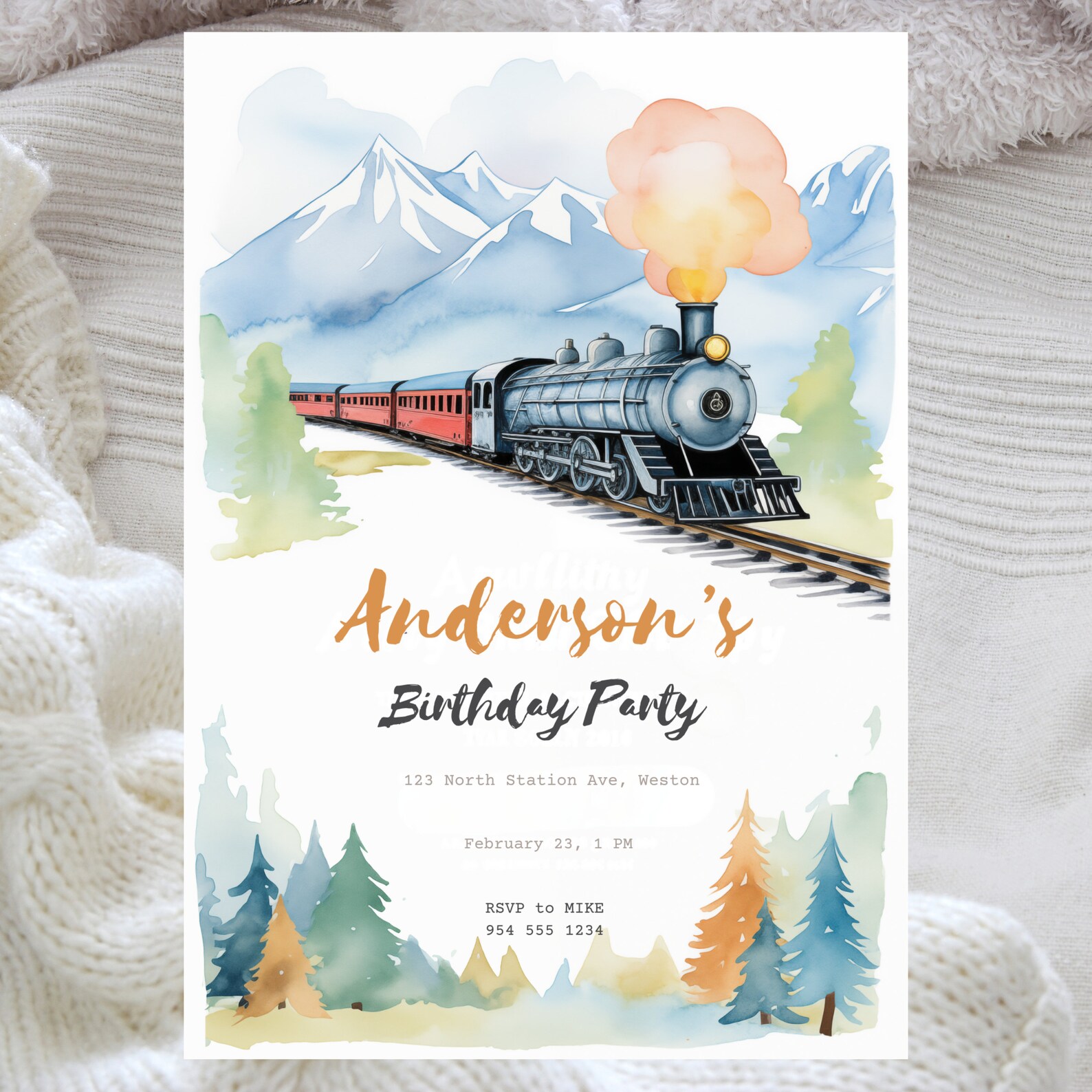 Charming Train Themed Birthday Party Invite, Chugga Train Invite, Cute ...