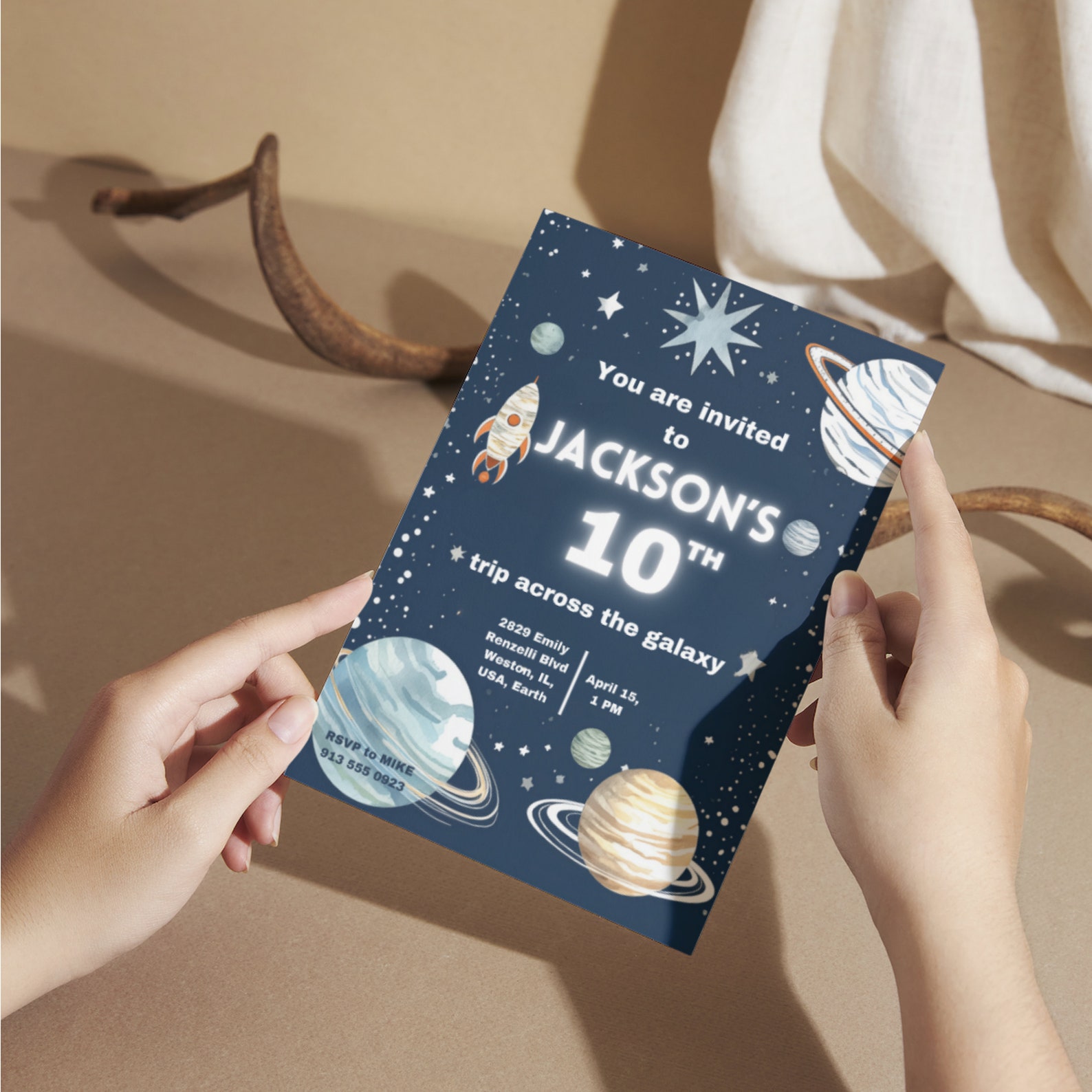 Space Birthday Party Invitation, Customisable Galactic Adventure Card ...