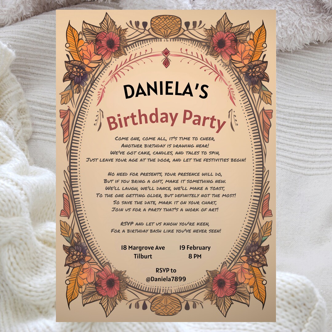 Editable Free Spirit Birthday Invitation, Neutral Colours Printable ...