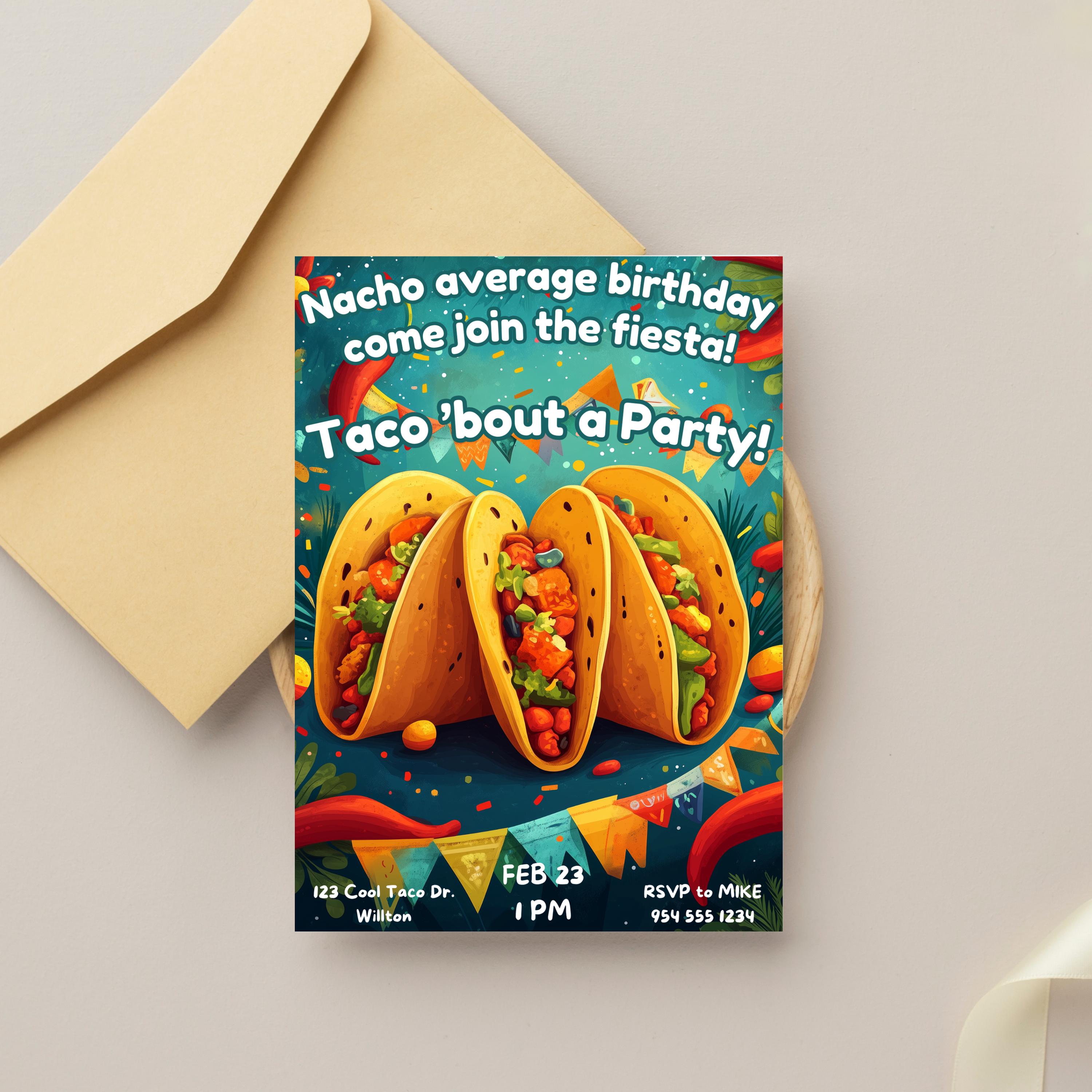 Taco Party Invitation, Office Dinner or Birthday Celebration, Editable ...