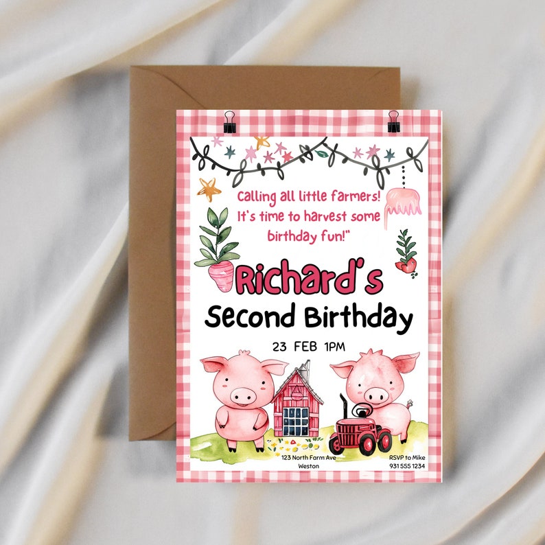 Ranch Birthday Invitation, Editable Farm Birthday Invitation, Pigs and ...
