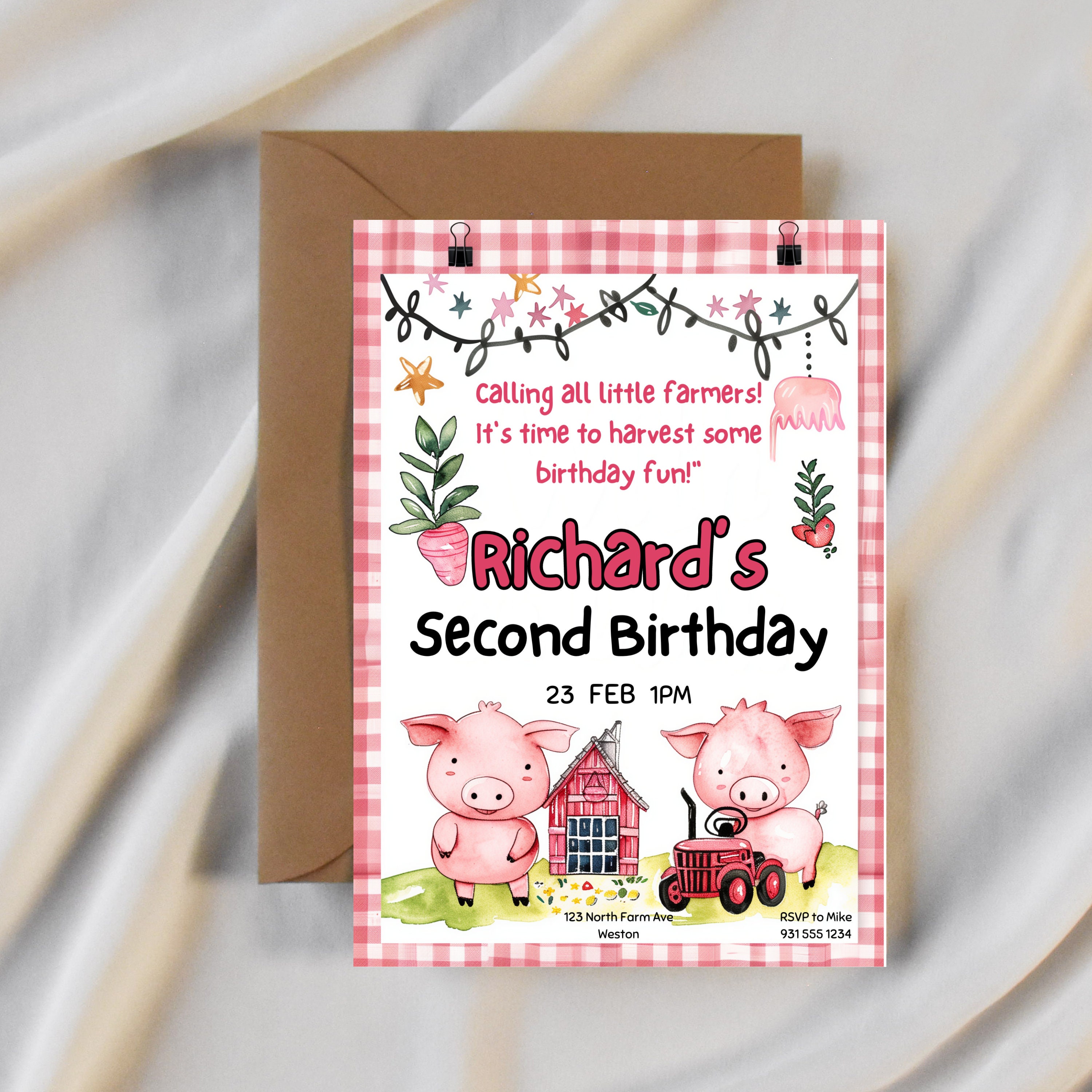 Ranch Birthday Invitation, Editable Farm Birthday Invitation, Pigs and ...
