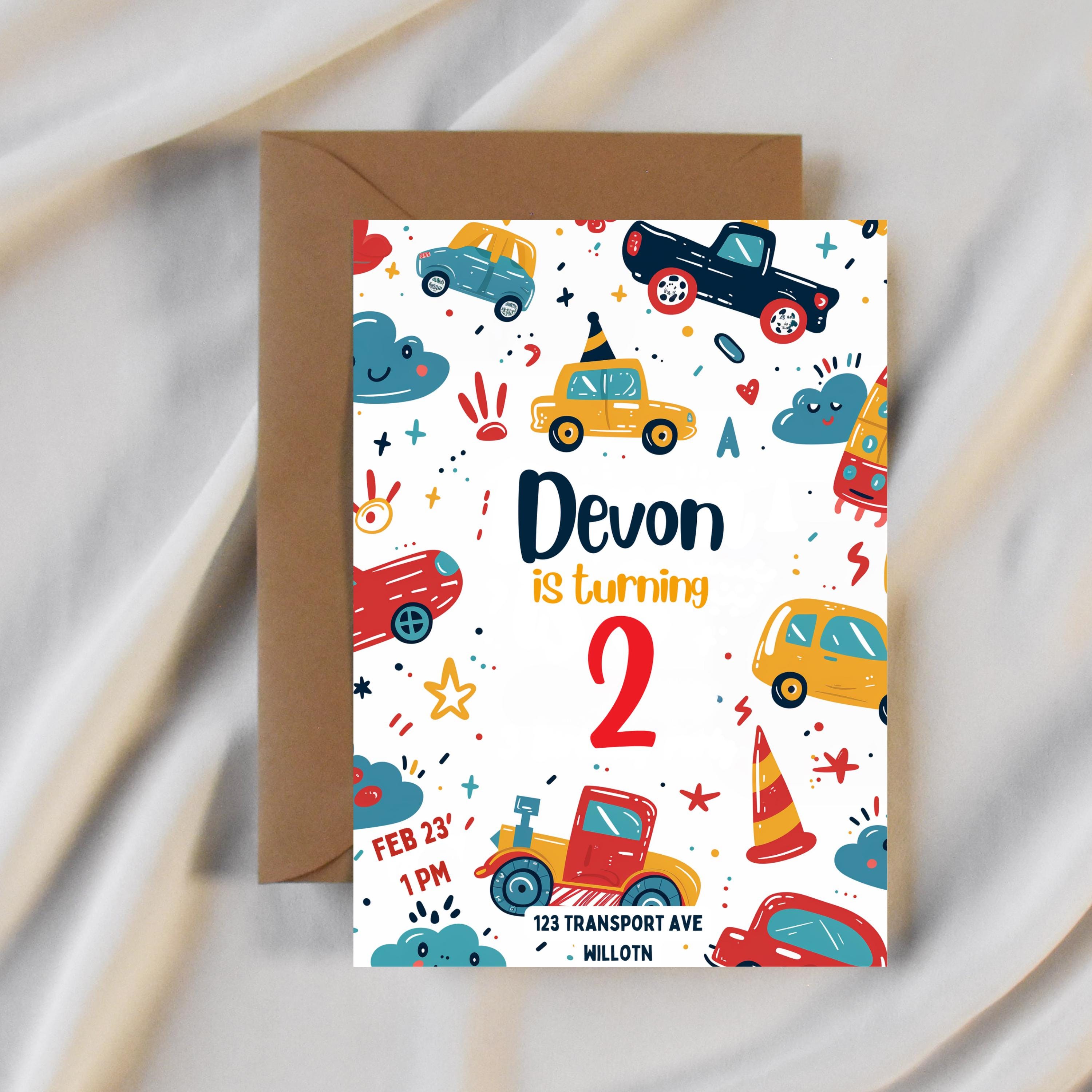 Editable Cars Birthday Invitation Template, Car Theme (digital Download ...