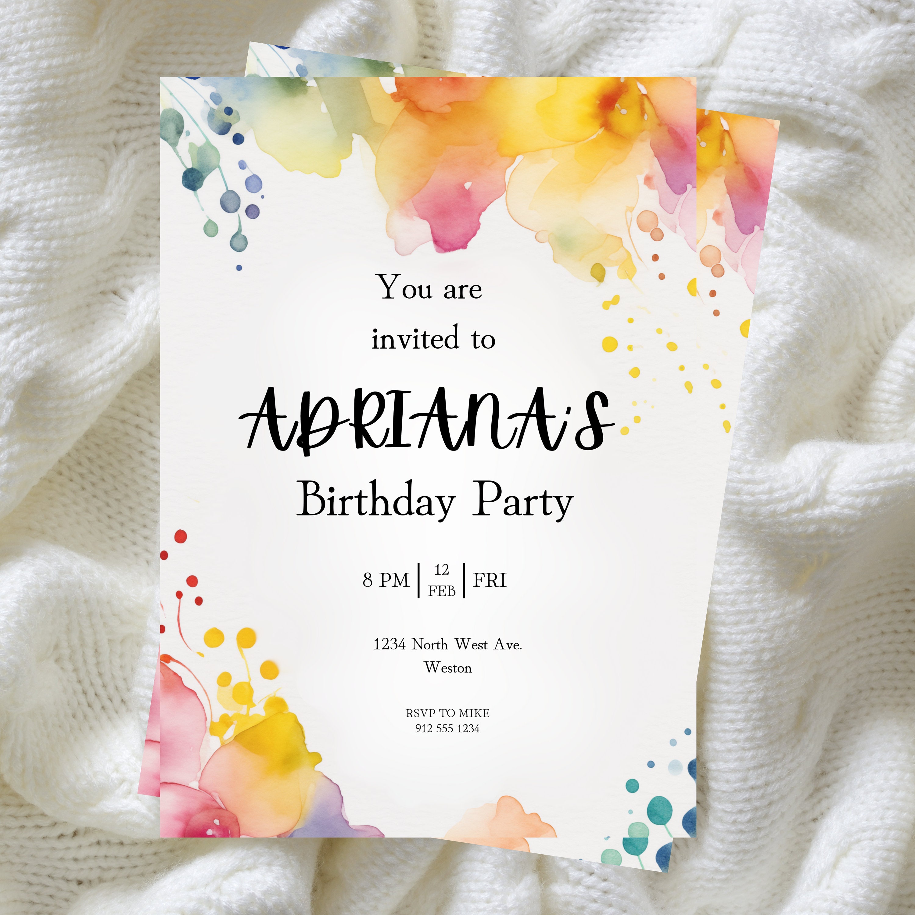 Aesthetic Editable Birthday Invitation, Colorful Stylish, Modern Canva ...