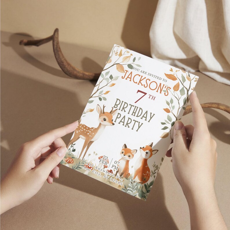 Woodland Animals Birthday Invitation: Forest Theme (editable Digital ...
