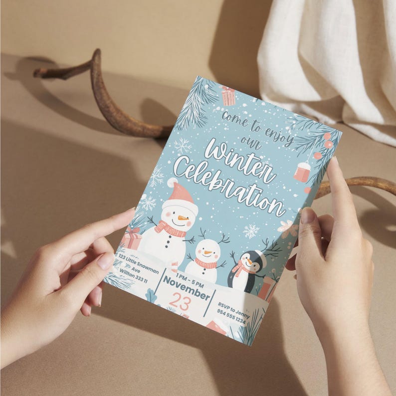 Winter Celebration Invite, Company Party, Winter Party Invitation ...