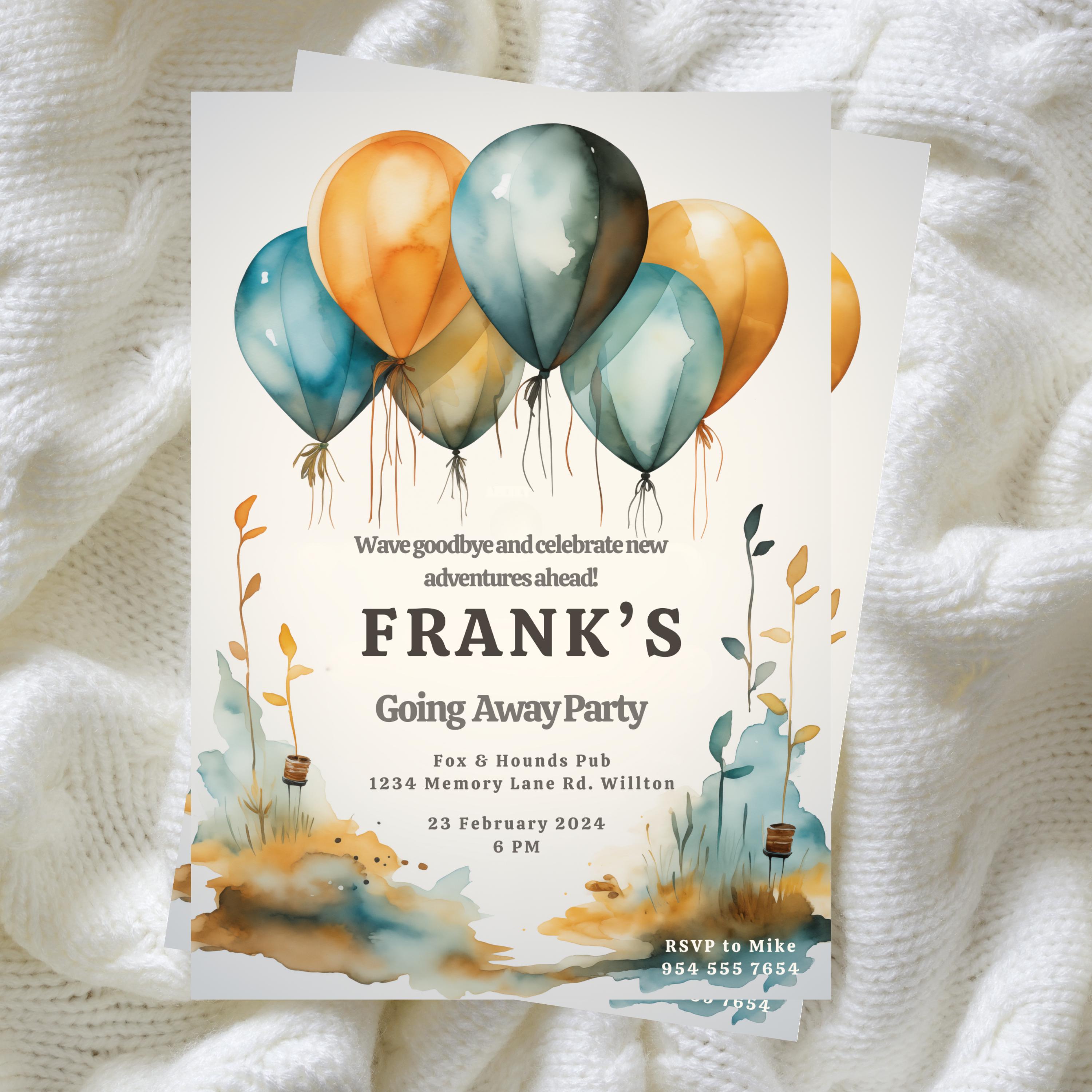 Editable Going Away Party Invitation: Farewell Celebration (digital ...