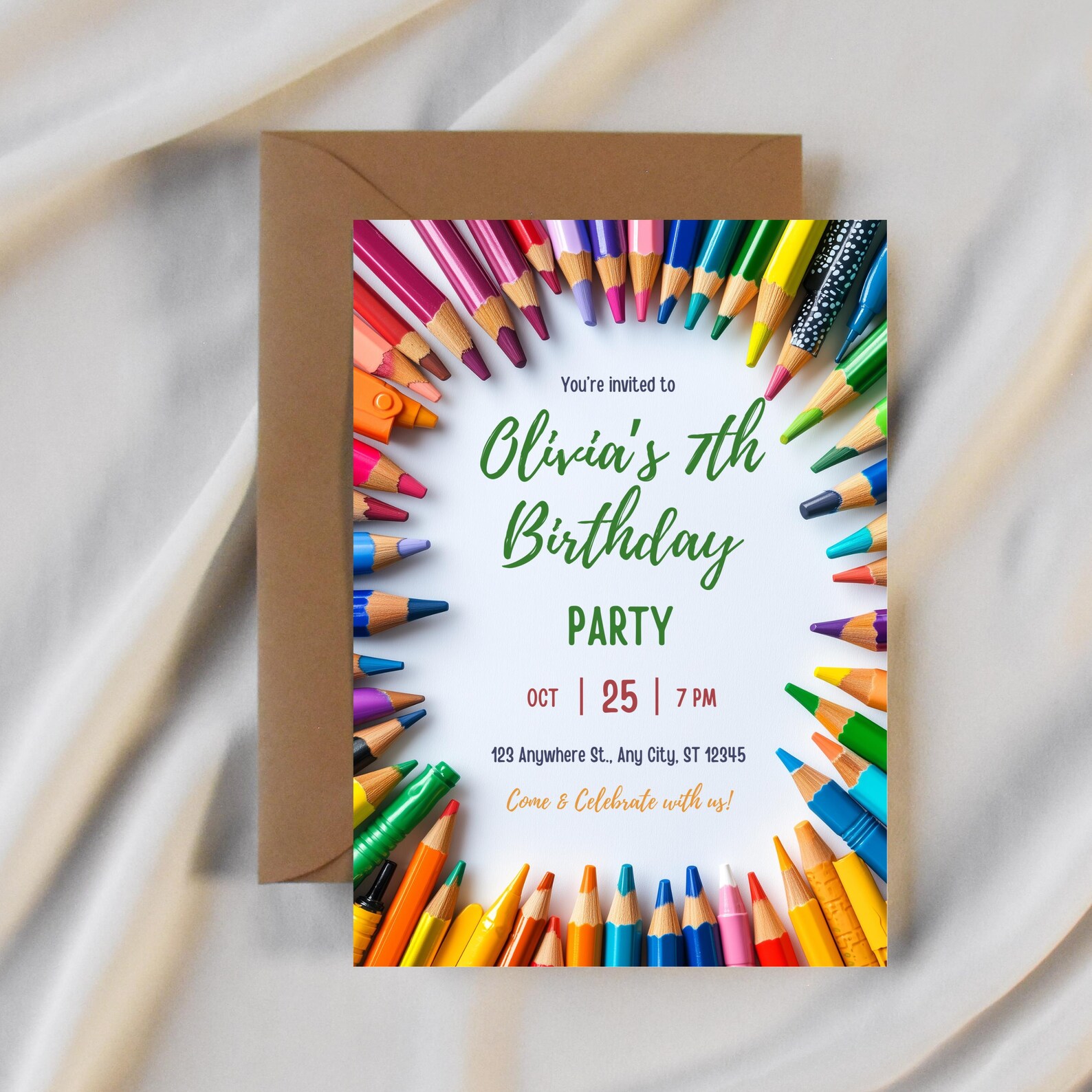 Art Classroom Birthday Invitation: School Supplies Party (canva ...