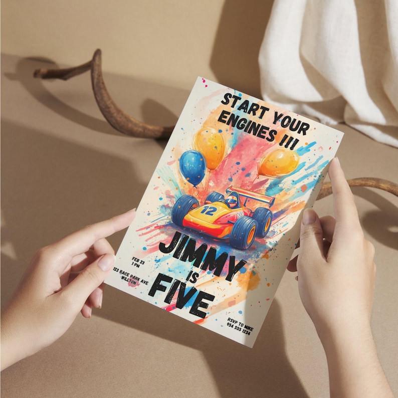 Editable Race Car Birthday Invitation, Speed Racer Party Invite, Kids ...