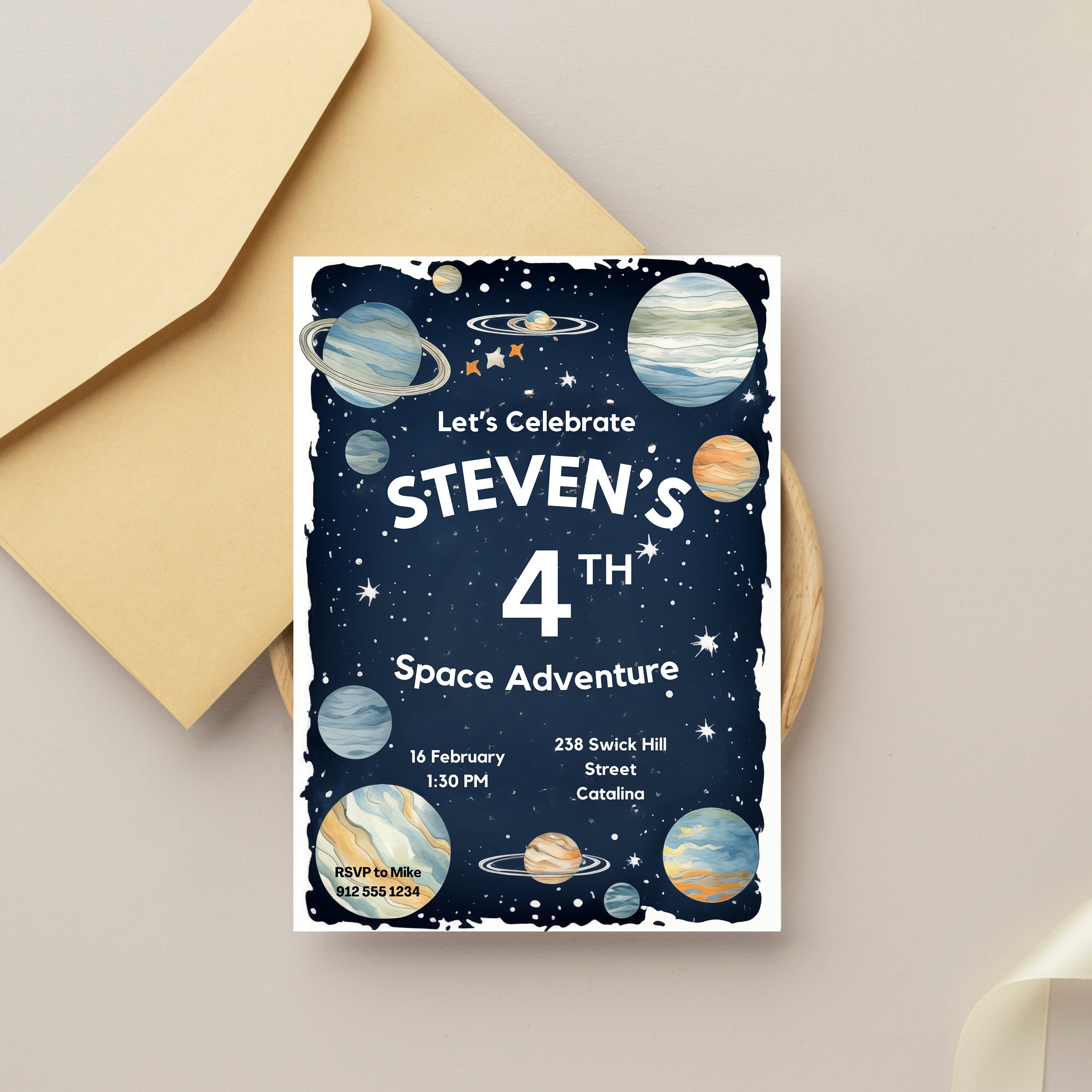 Outer Space Birthday Invitation, Space Birthday Party Invitation ...