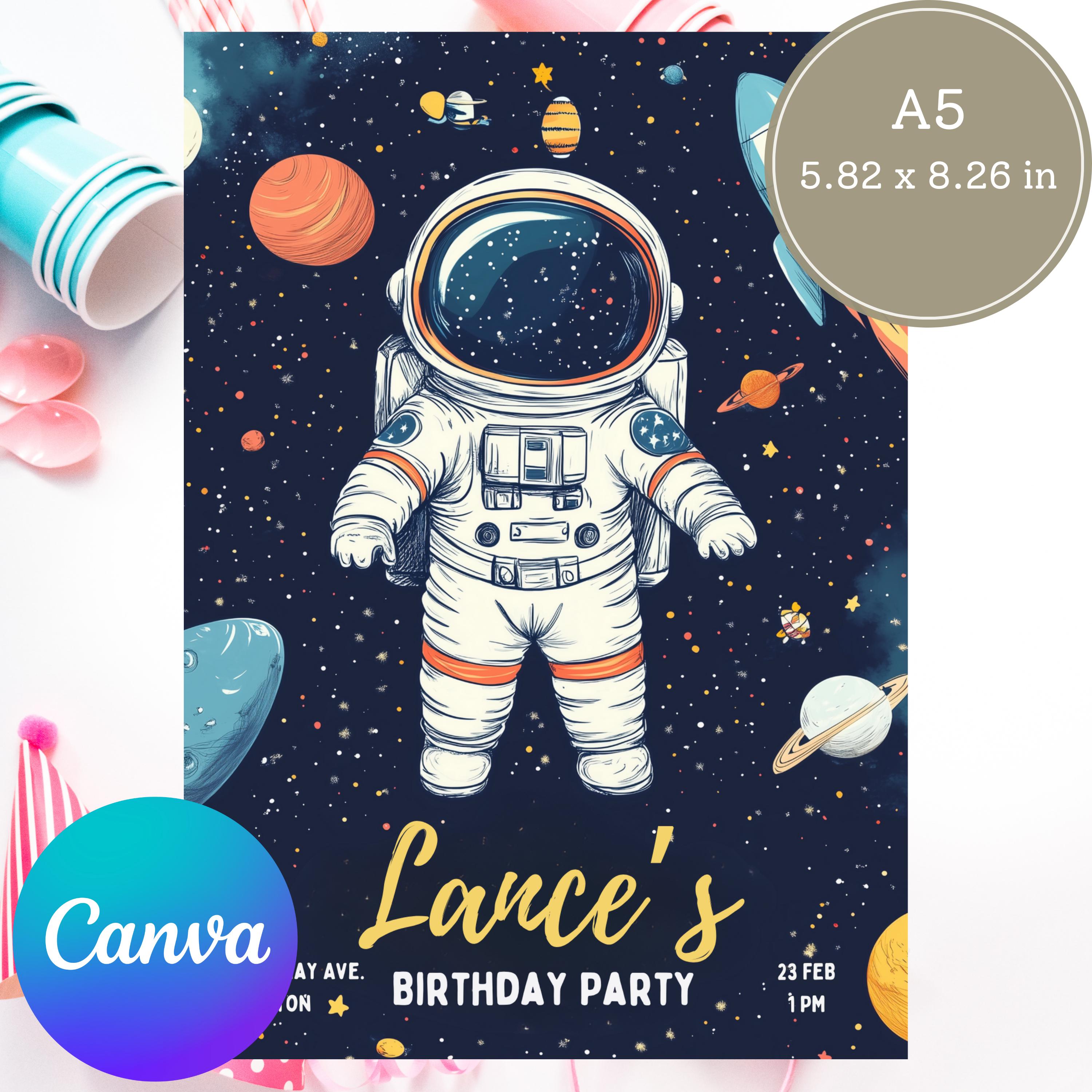 Astronaut Birthday Invitation: Editable Outer Space Rocket Party ...