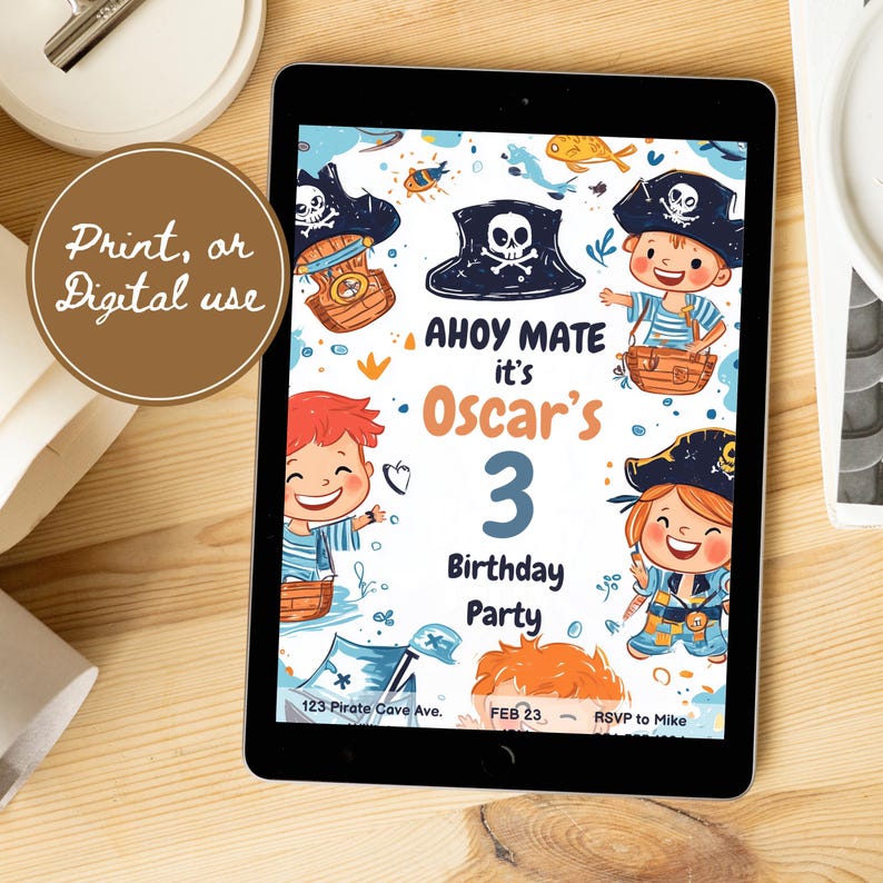 Editable Pirate Birthday Invitation, Ahoy Matey Party Invite, Treasure ...