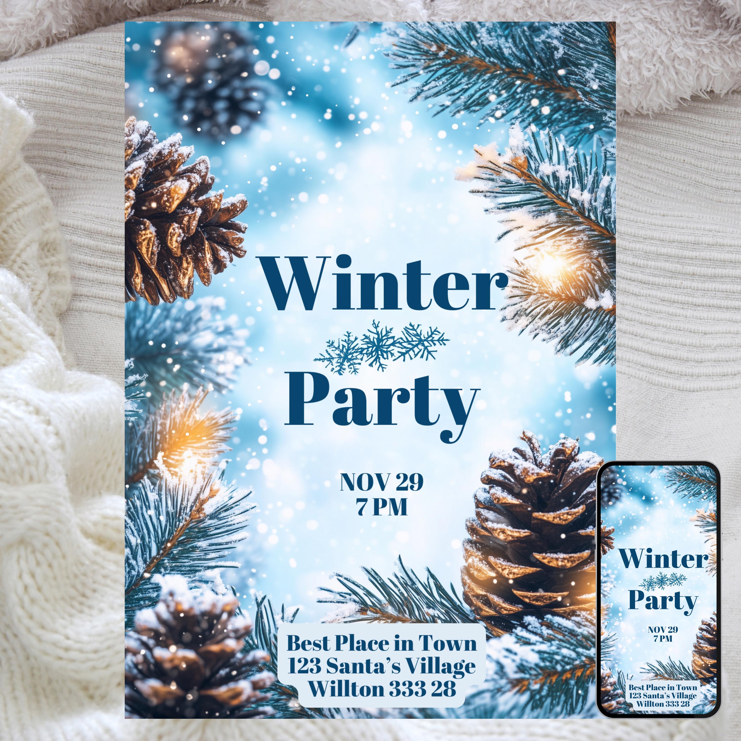 Winter Wonderland Party Invitation: Editable Kids Holiday Invite ...