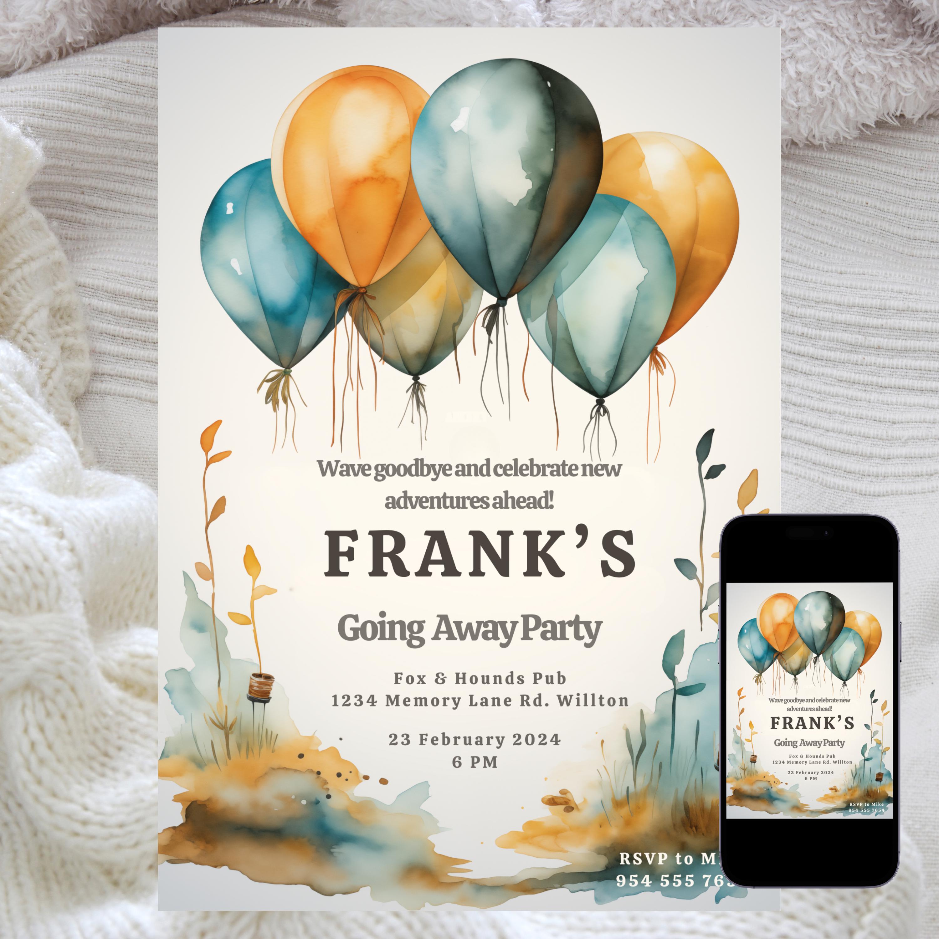 Editable Going Away Party Invitation: Farewell Celebration (digital ...