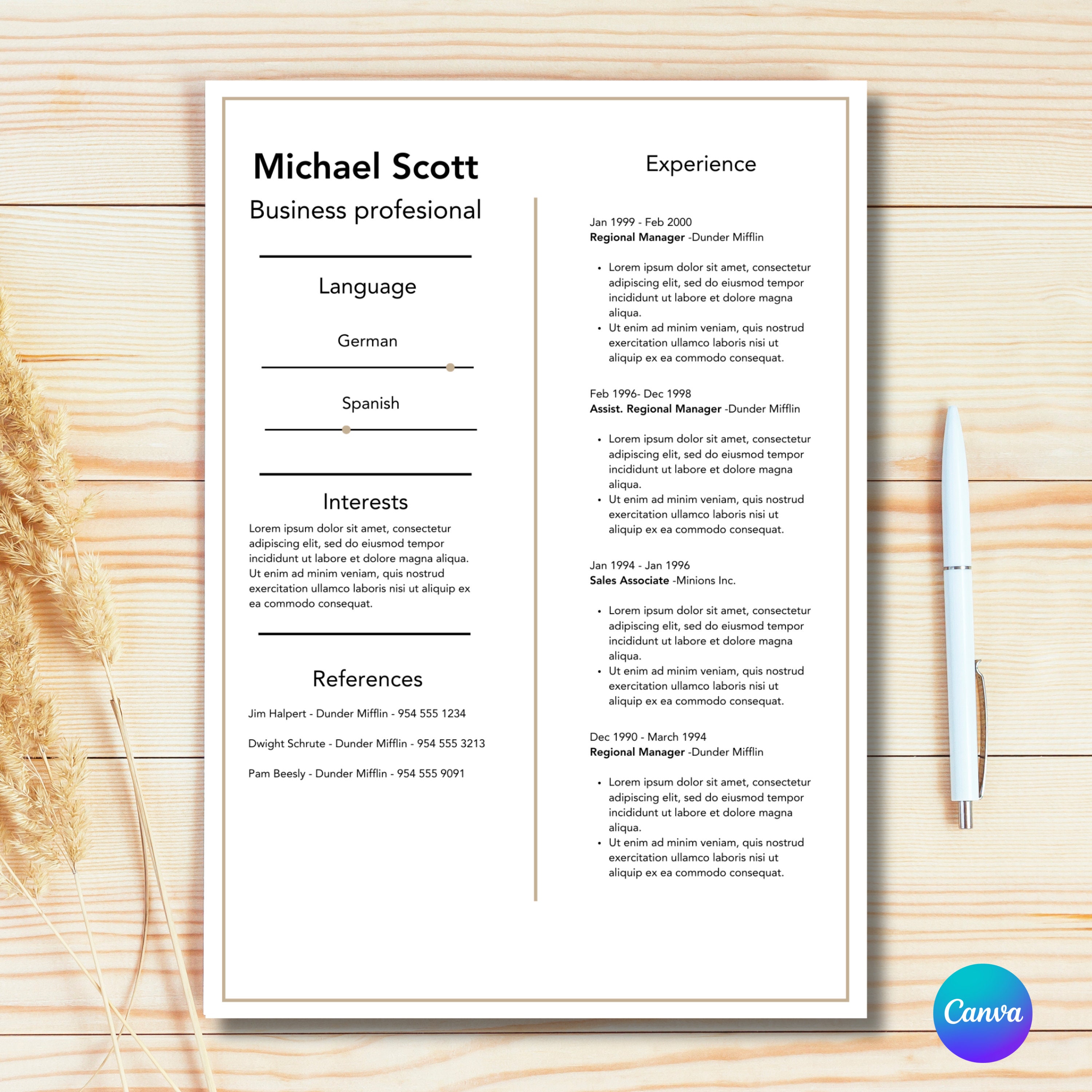 Professional 2 Page Resume Template, CV Template With Photo, Best Cv ...