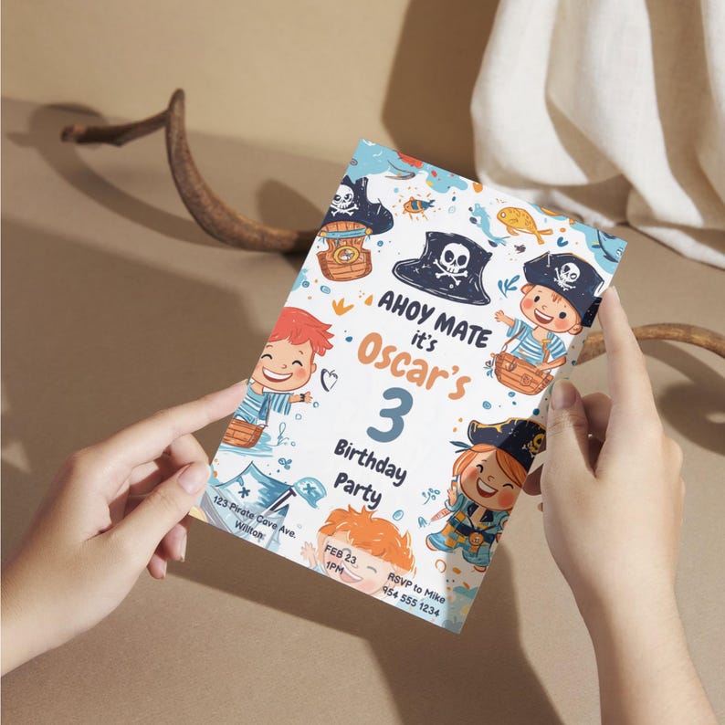 Editable Pirate Birthday Invitation, Ahoy Matey Party Invite, Treasure ...