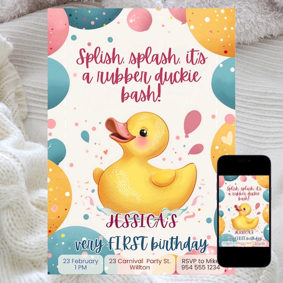 Invitations Rubber Duckie Themed