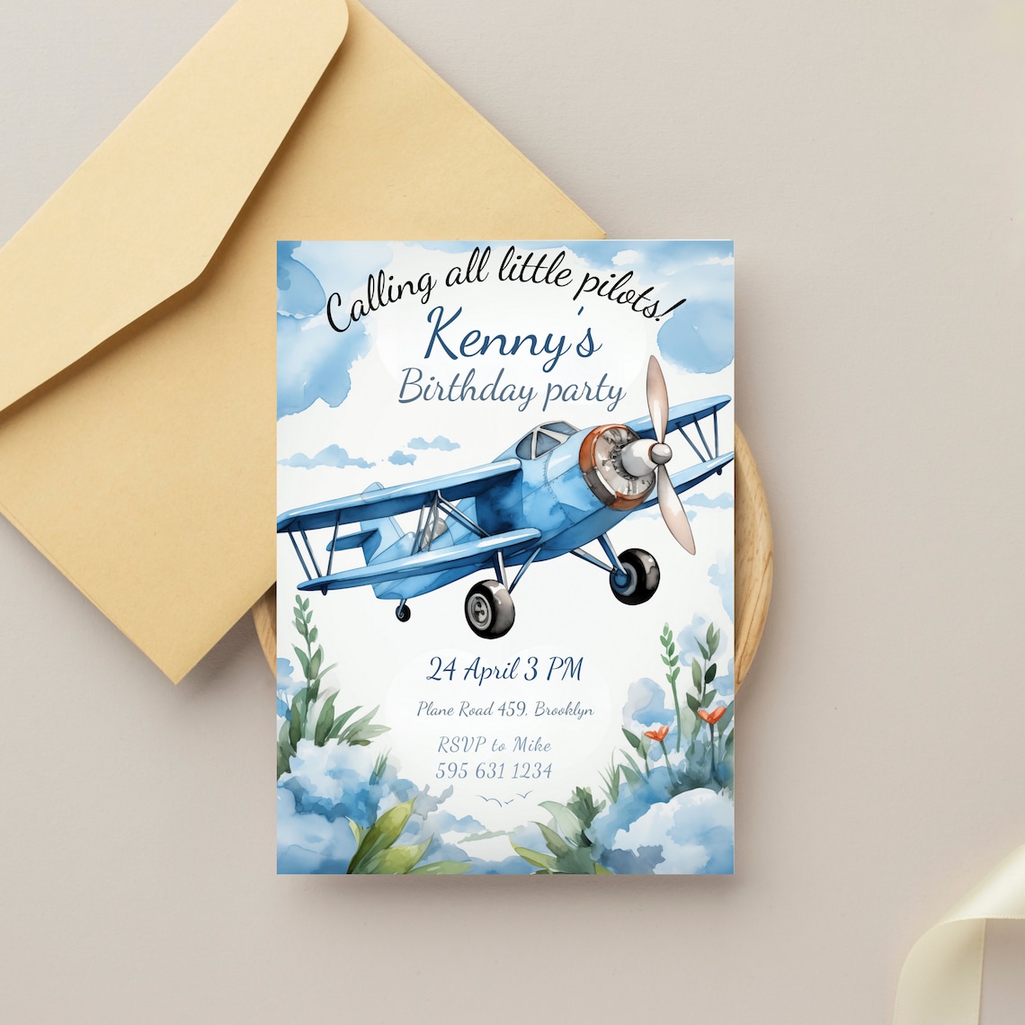 Vintage Airplane Birthday Invitation, Little Pilots Birthday Party ...
