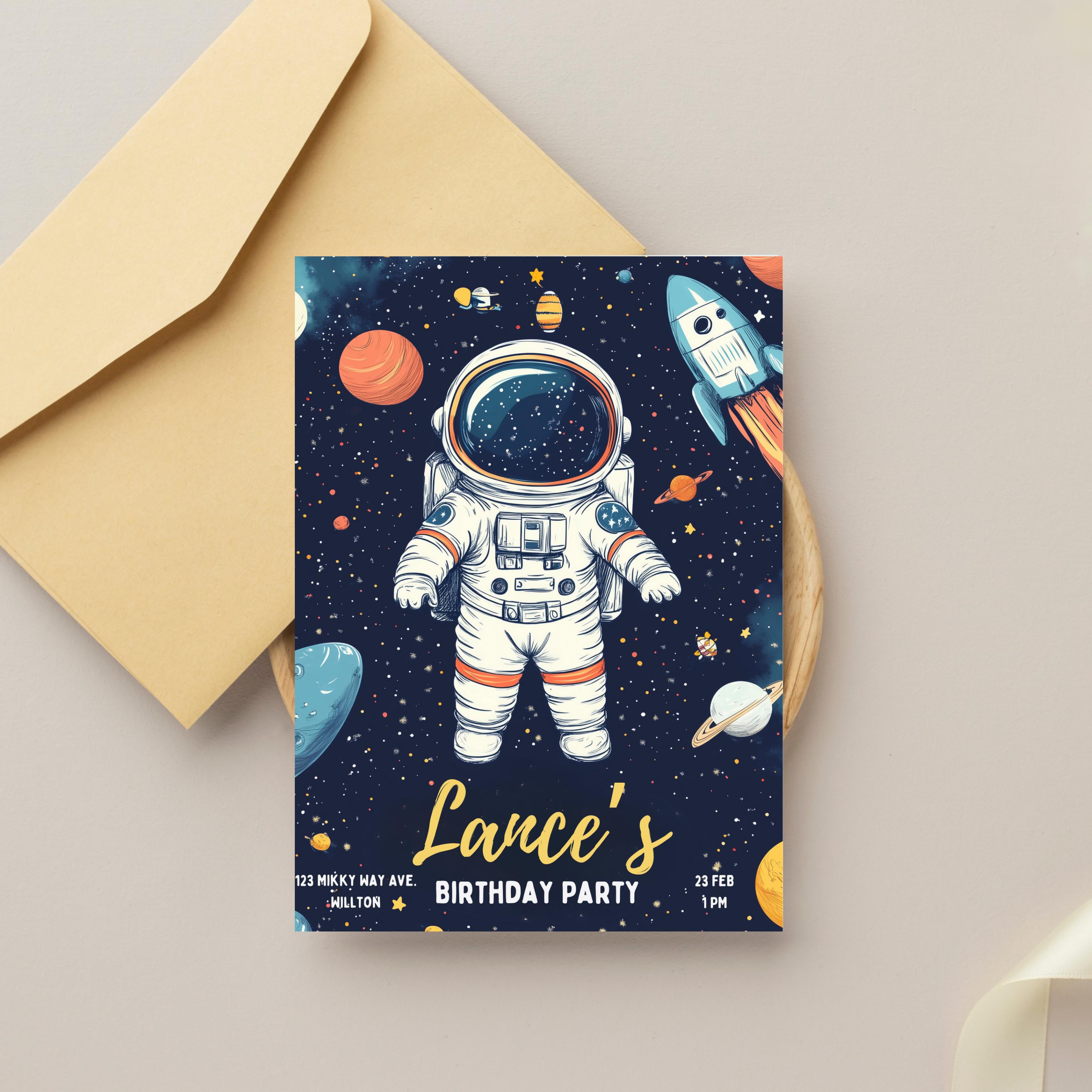 Astronaut Birthday Invitation: Editable Outer Space Rocket Party ...