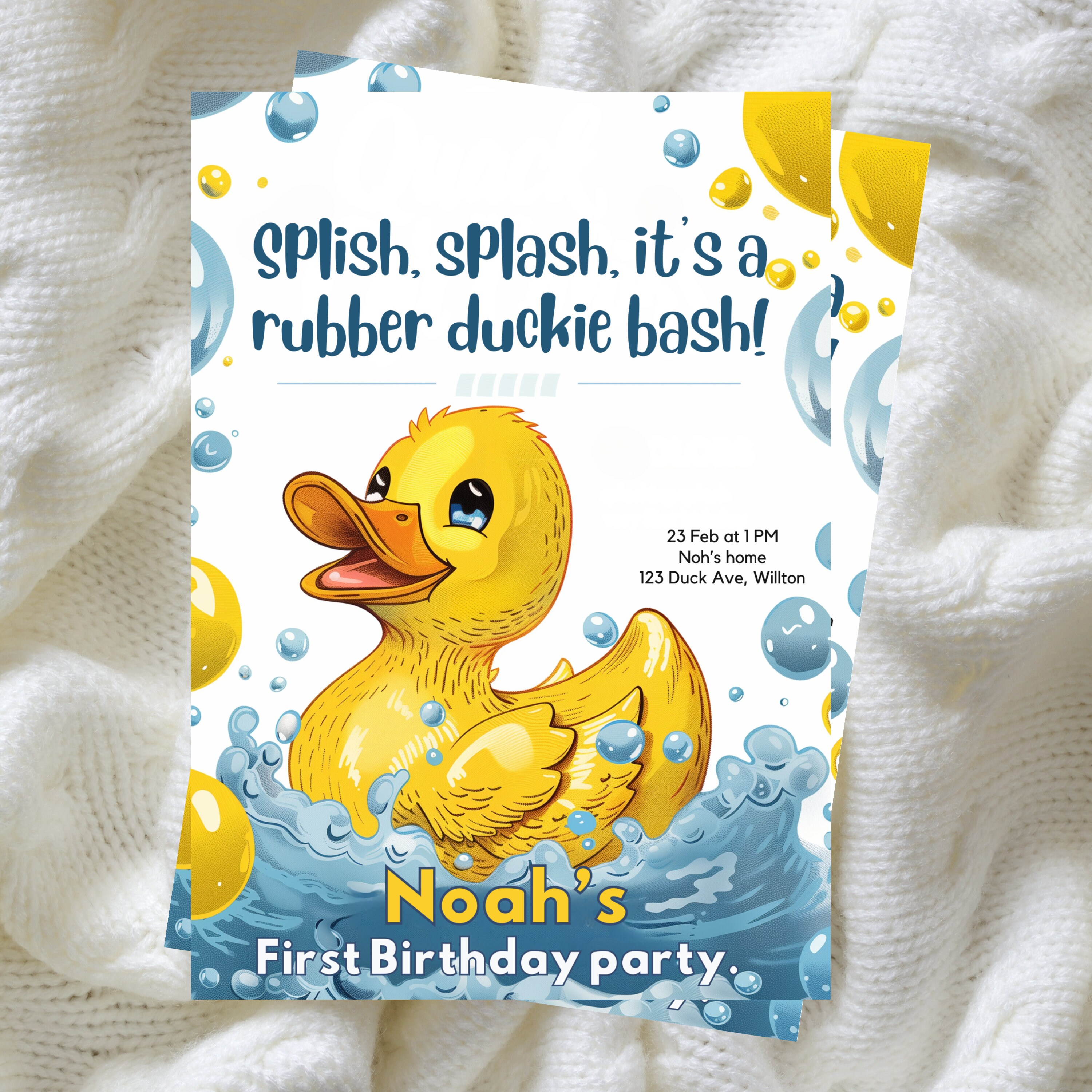 Editable Rubber Duck Birthday Invitation, Boys 1st Birthday Party ...