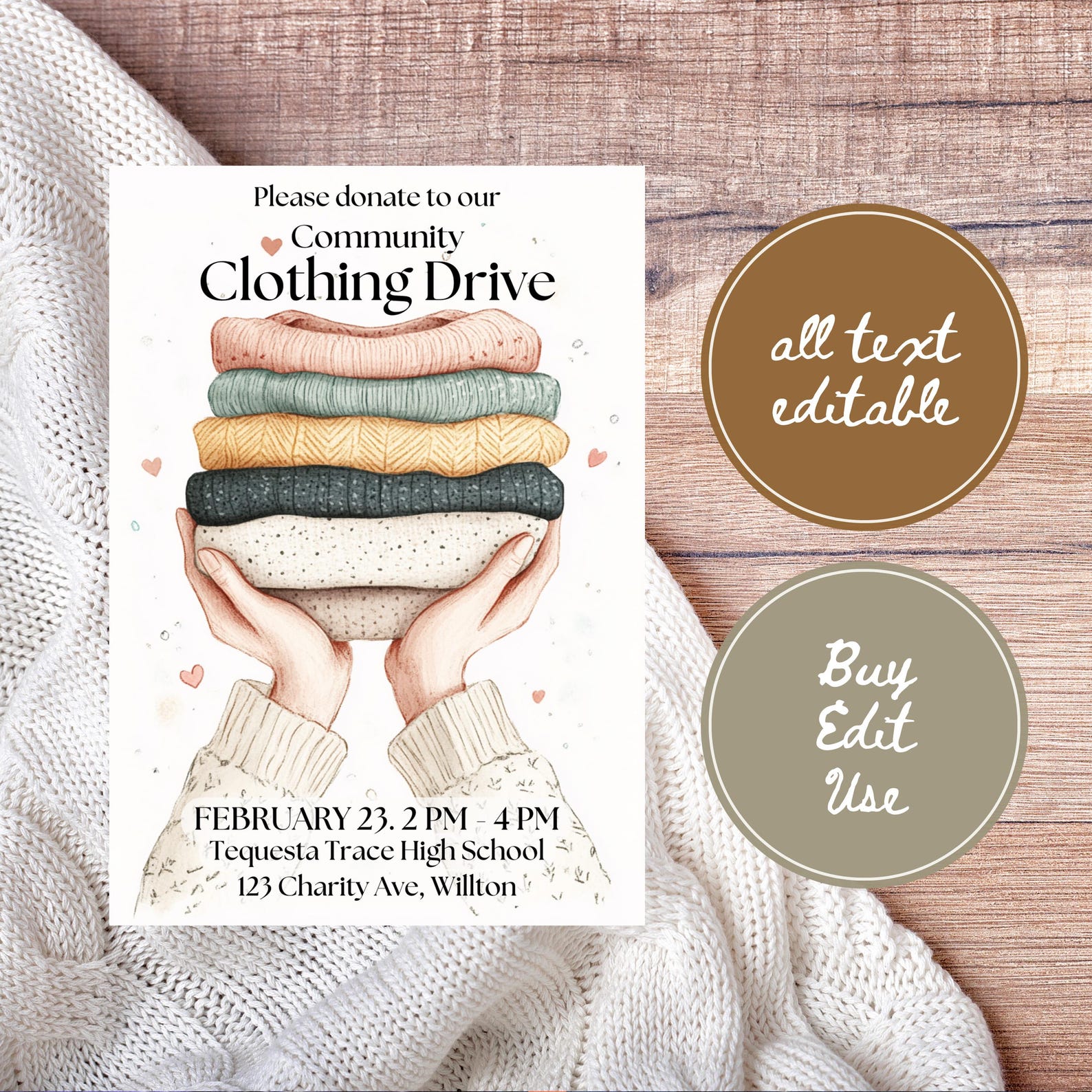 Clothing Donation Drive Invitation: Editable Charity Event Template ...