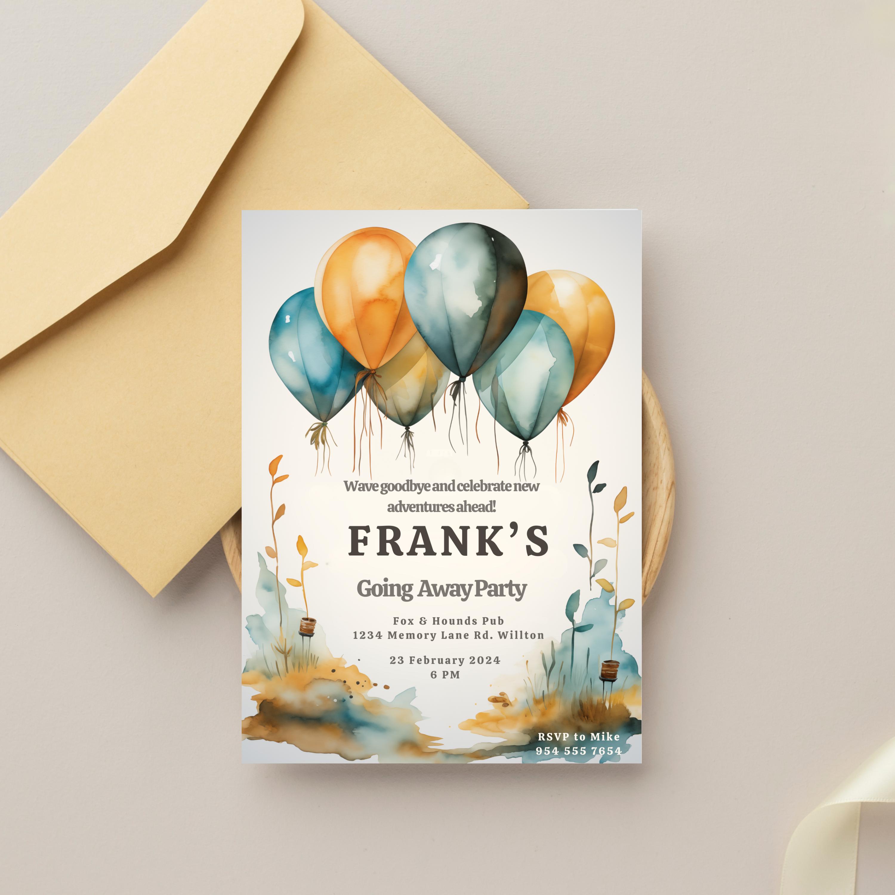 Editable Going Away Party Invitation: Farewell Celebration (digital ...