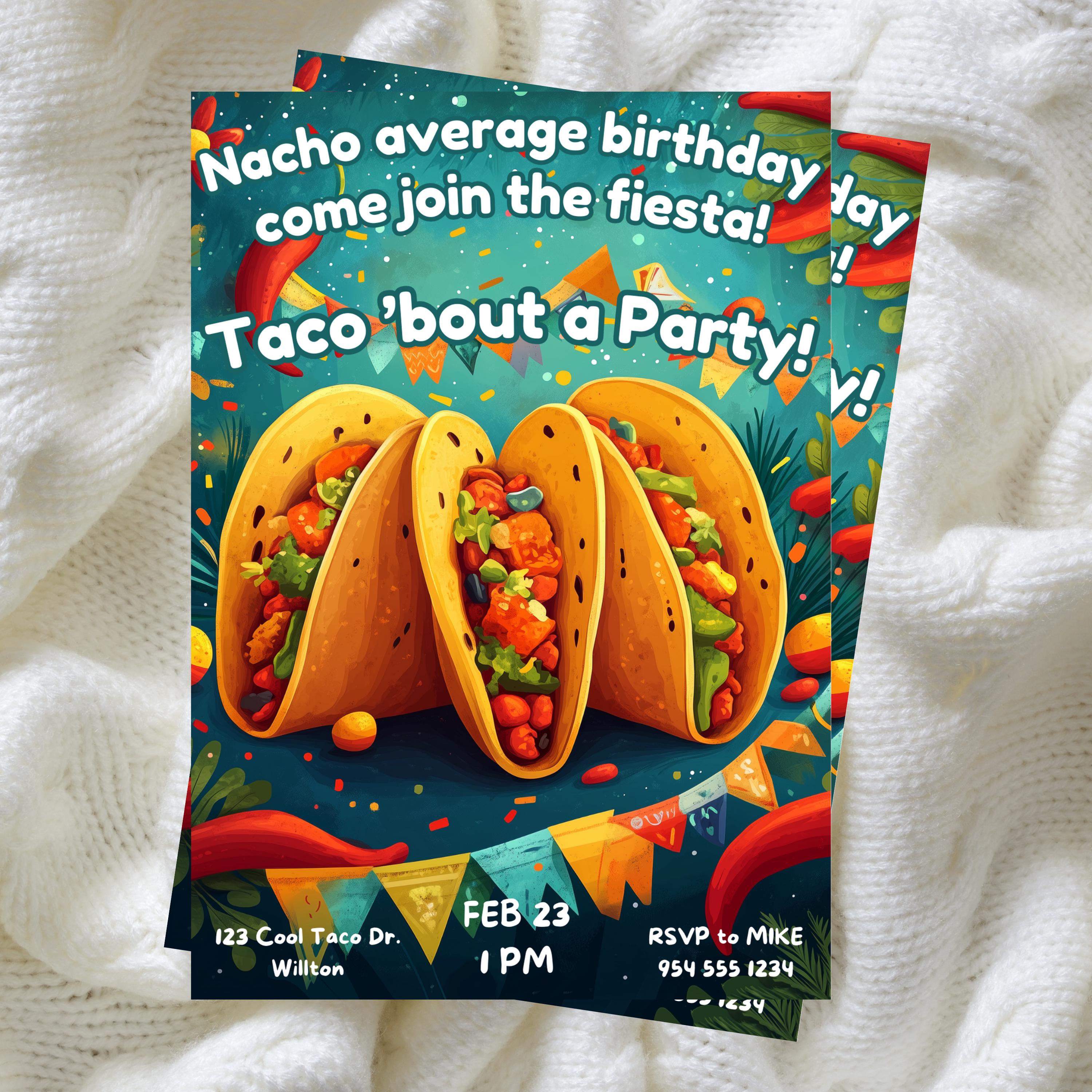 Taco Party Invitation, Office Dinner or Birthday Celebration, Editable ...