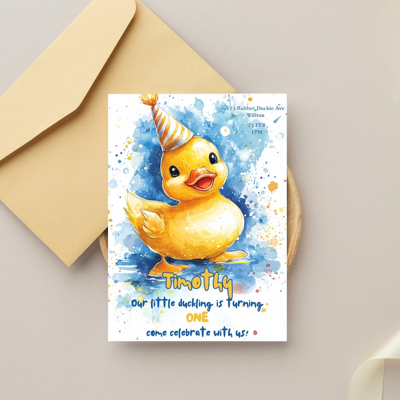 Rubber Duckie Birthday Invitation: Splish Splash Bath Theme (digital ...