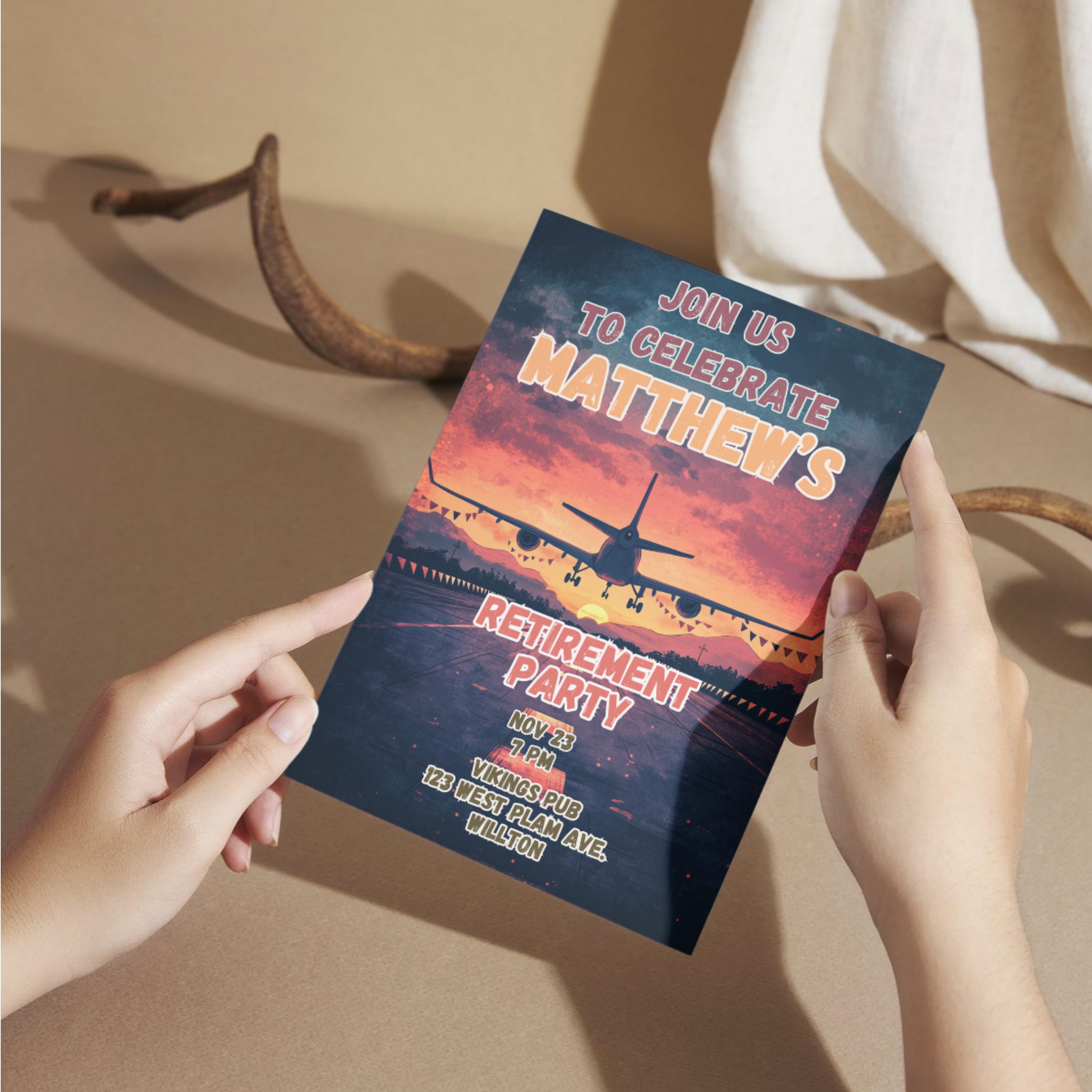 Retirement Party Invitation, Pilot Farewell Celebration, Editable ...