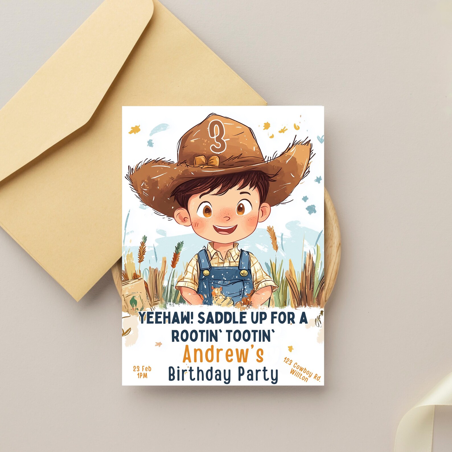 Editable Cowboy Birthday Invitation: Rustic Wild West Party (digital ...