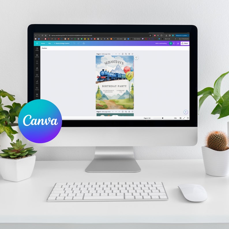 Vintage Watercolor Train Birthday Invitation Template, Chugga Train ...