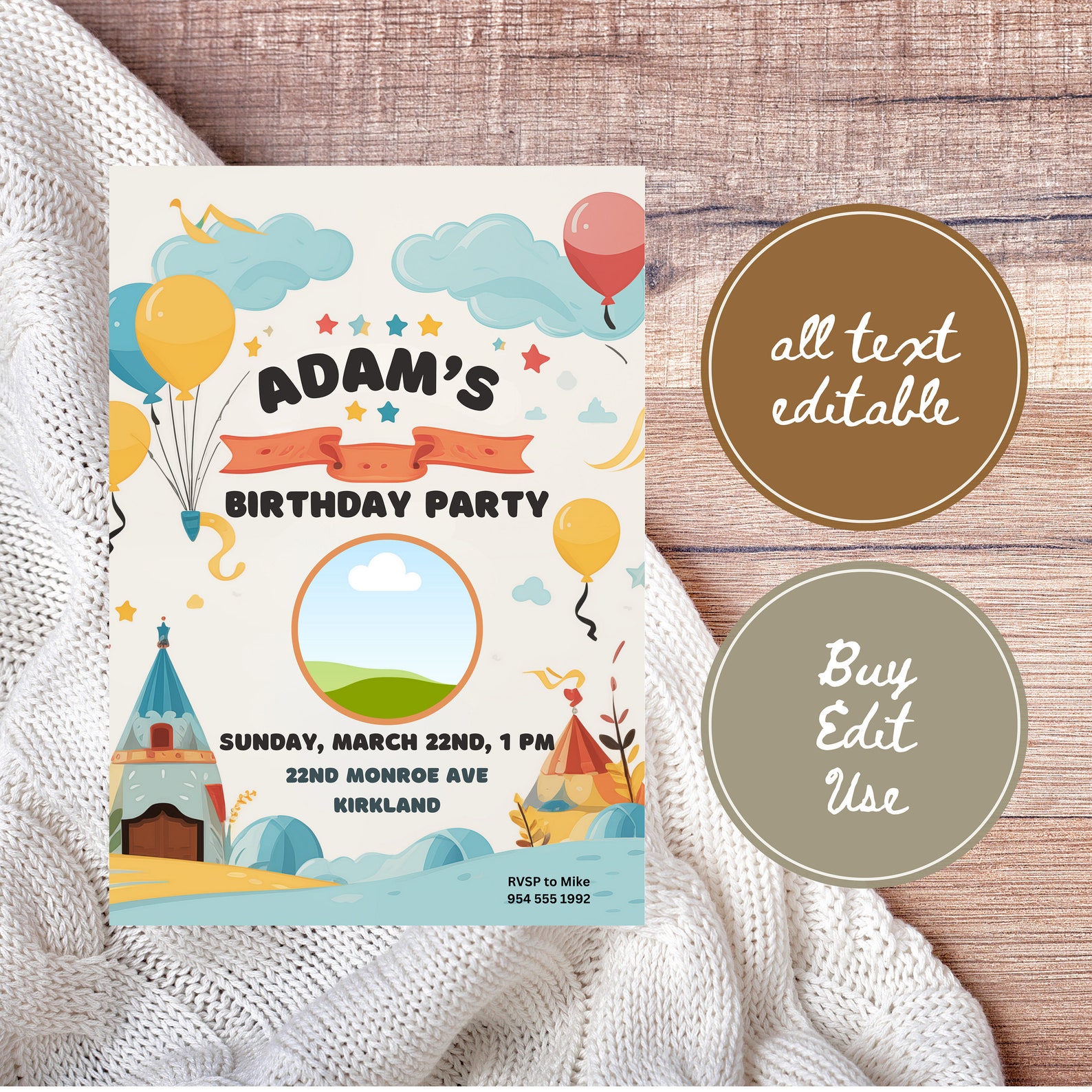 Kids Birthday Party Invite With Photo, Invite Template With Own Photo ...