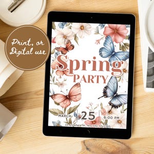 Garden Bloom Party Invitation, Spring Gathering, Editable Digital ...